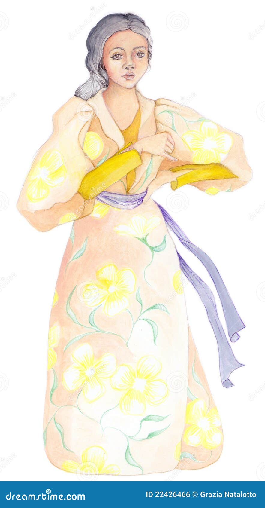 Lady With Renaissance Flowered Dress Royalty-Free Cartoon ...