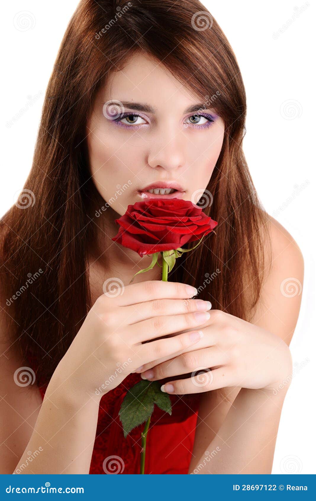 Lady with rose stock photo. Image of hairstyle, female - 28697122