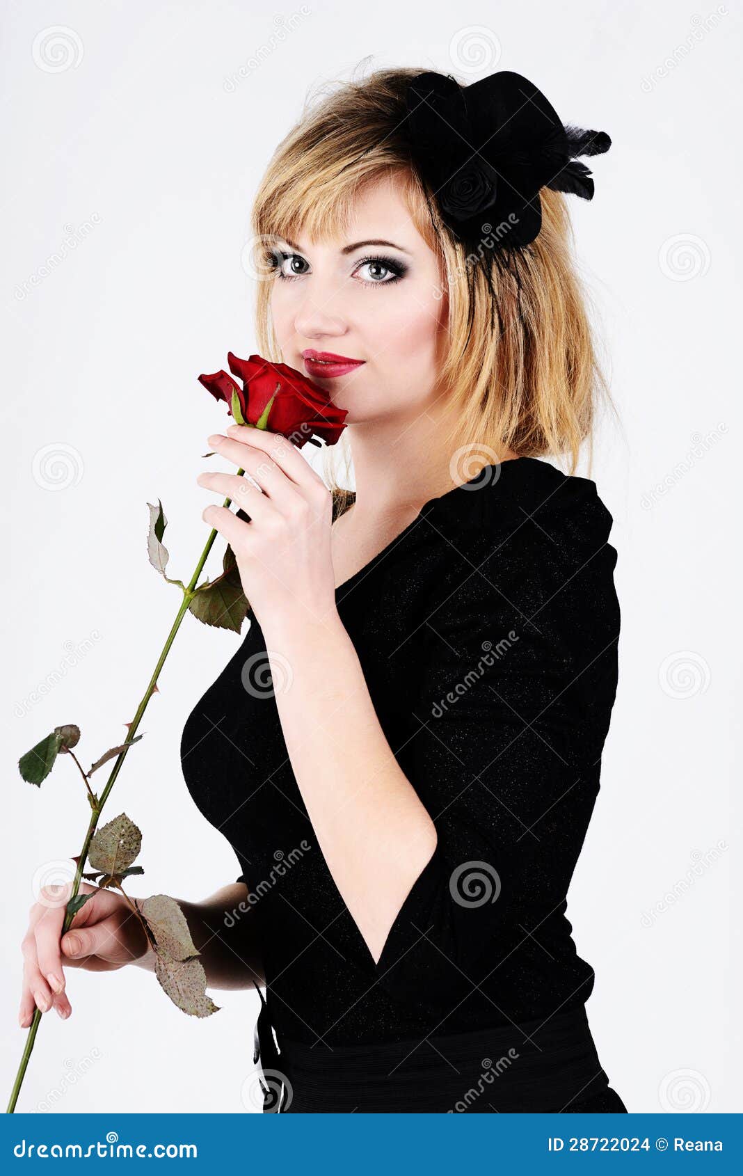 Lady with rose stock photo. Image of holiday, face, female - 28722024