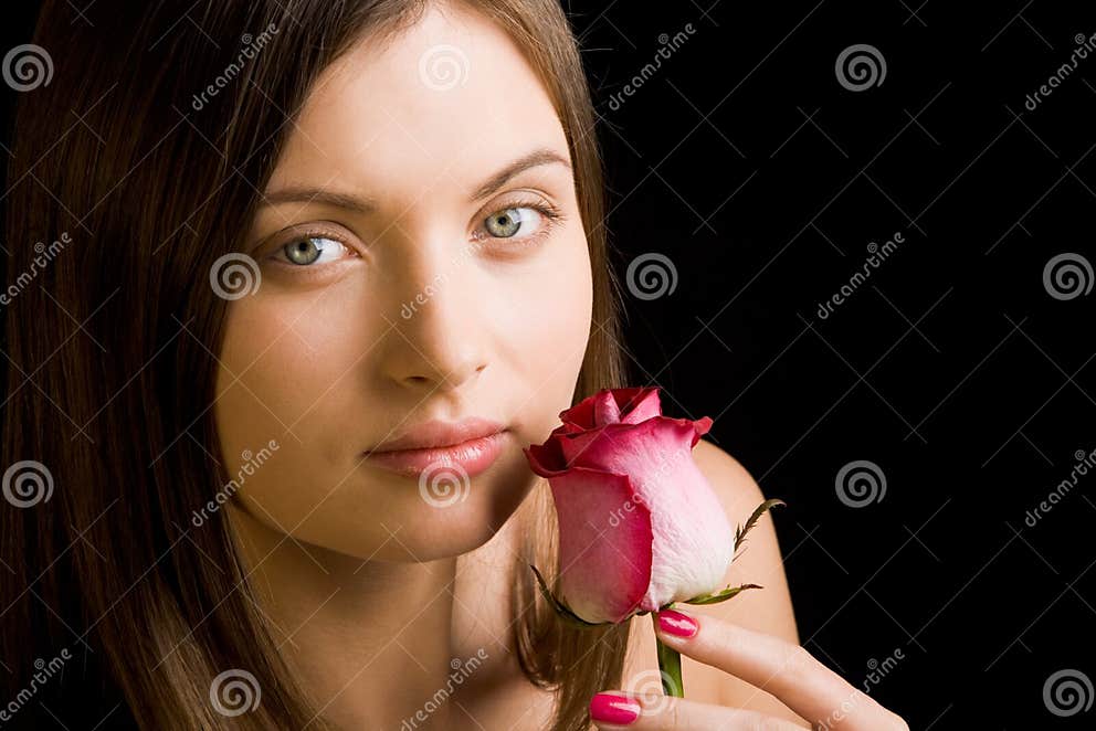 Lady with rose stock photo. Image of lady, adult, charm - 8811678
