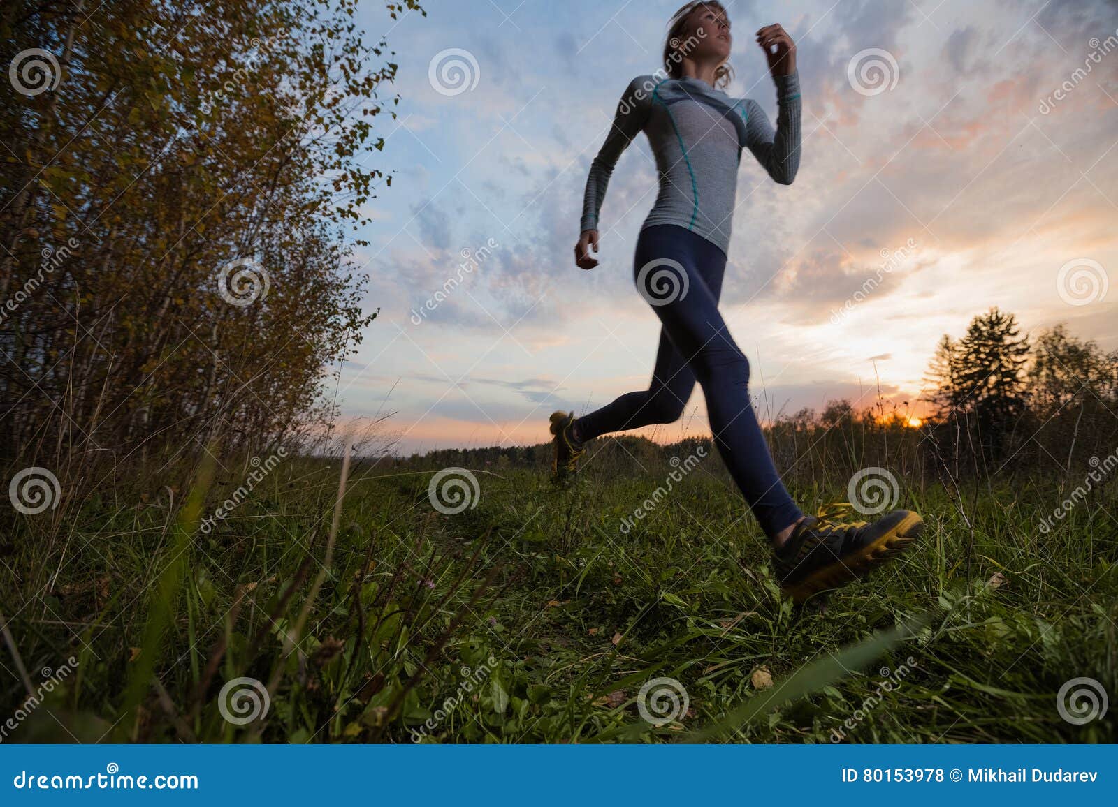 Lady runner stock photo. Image of exercise, meadow, drill - 80153978