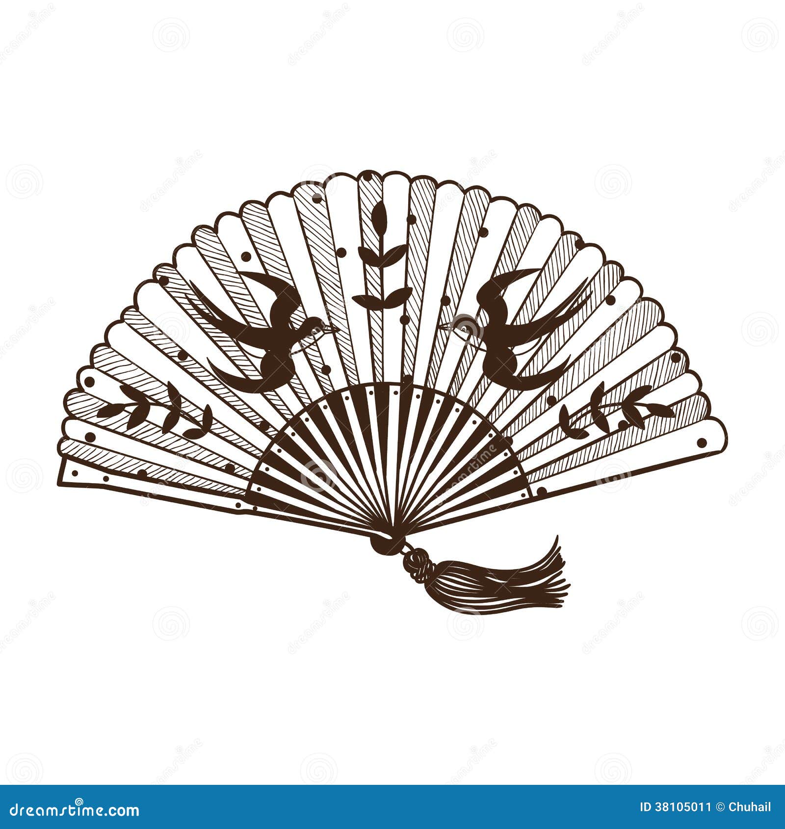 Lady s fan with pattern. stock vector. Illustration of rough - 38105011