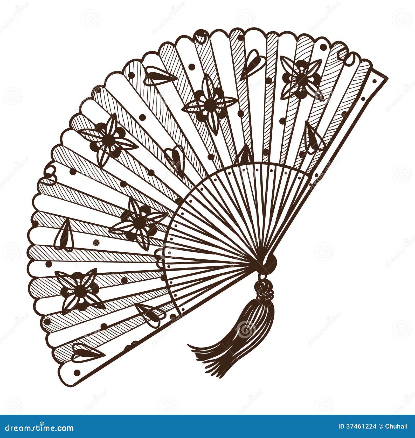 Lady s fan. stock vector. Illustration of rough, decoration - 37461224