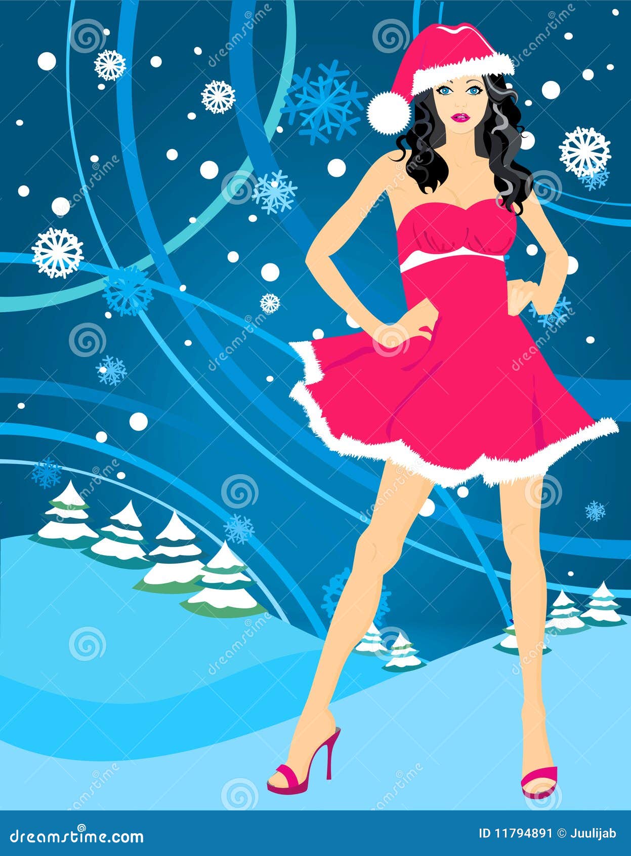 Lady - Santa stock vector. Illustration of backgrounds - 11794891