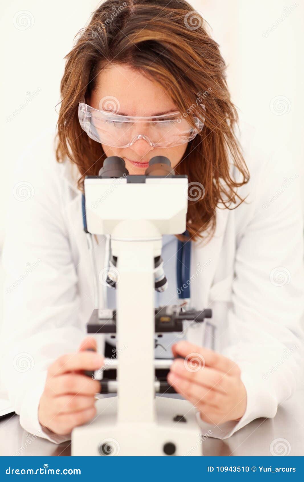 Lady Scientist Working with a Microscope Stock Photo - Image of medical ...