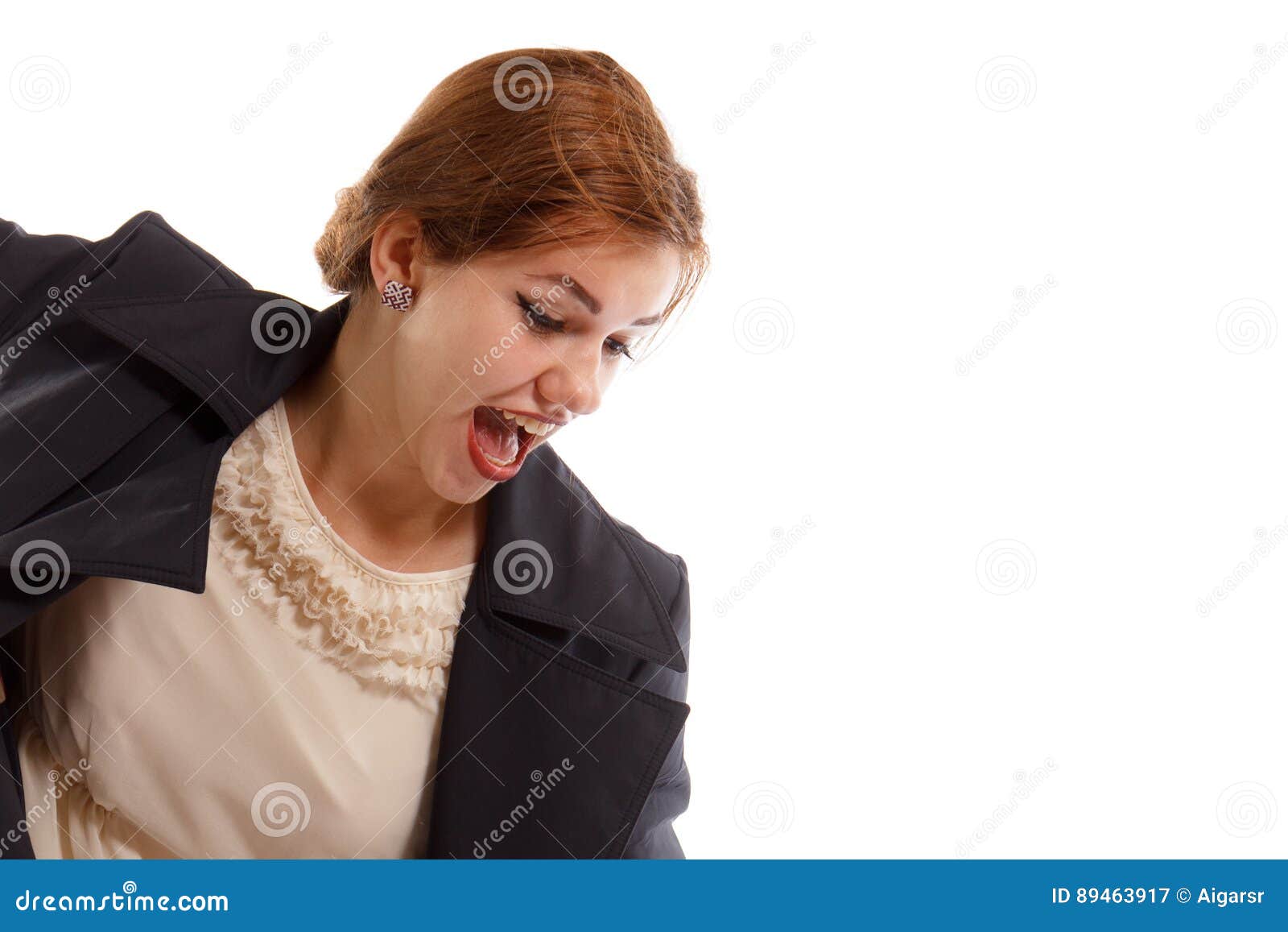 A lady screaming stock image. Image of female, woman - 89463917