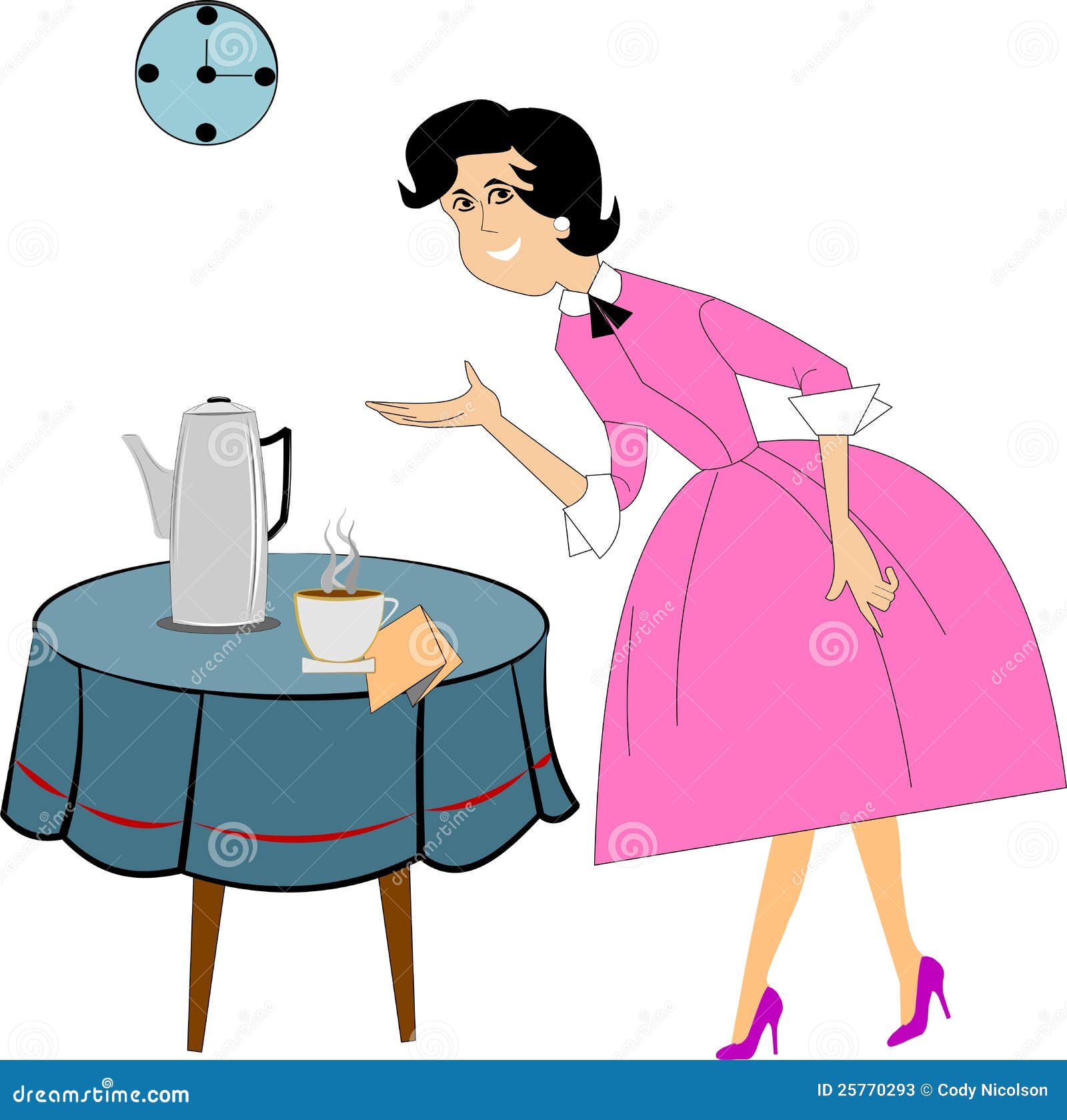 Lady serving coffee stock vector. Illustration of home - 25770293