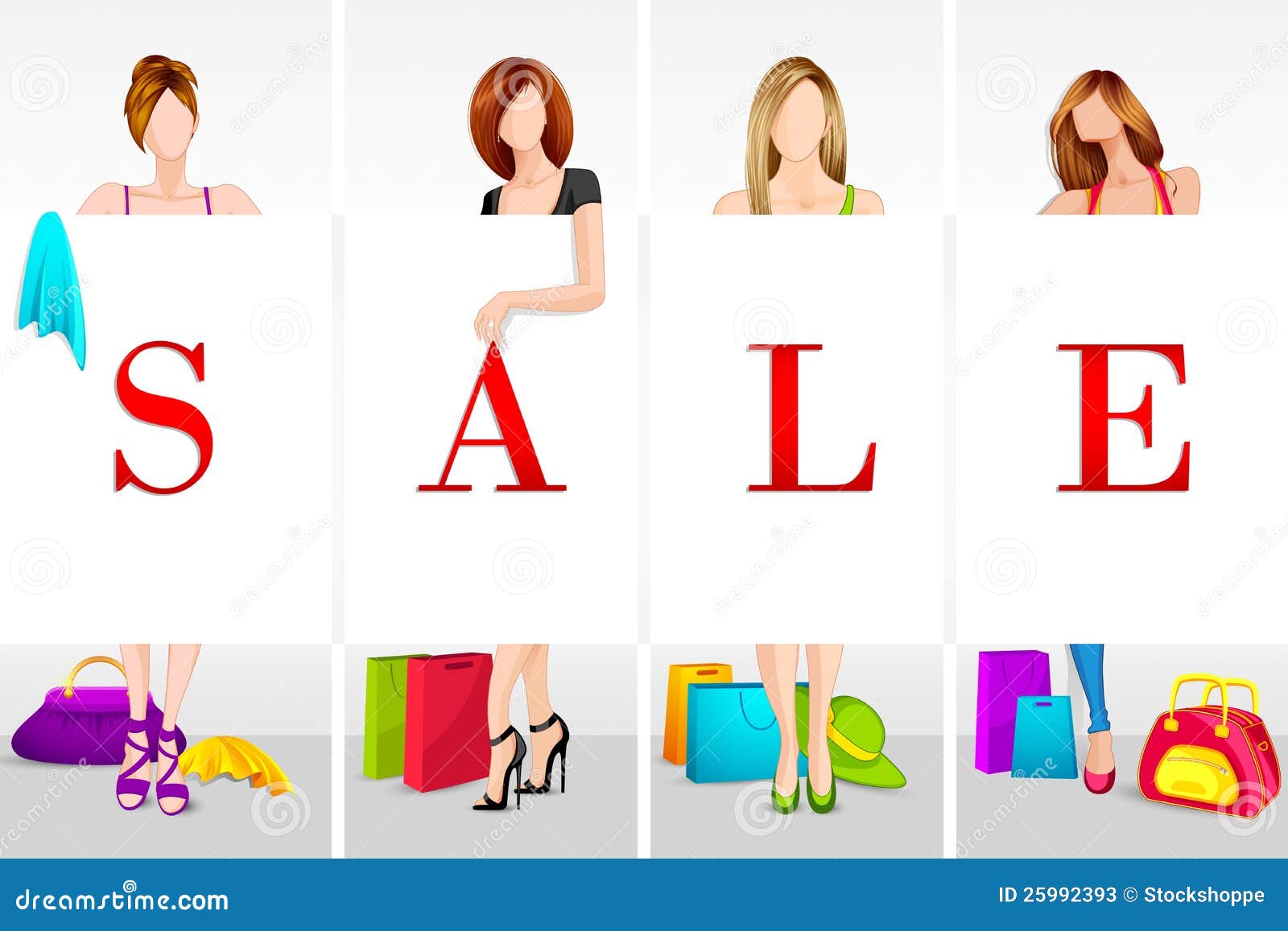 Lady Shopping in Sale stock vector. Illustration of lady - 25992393