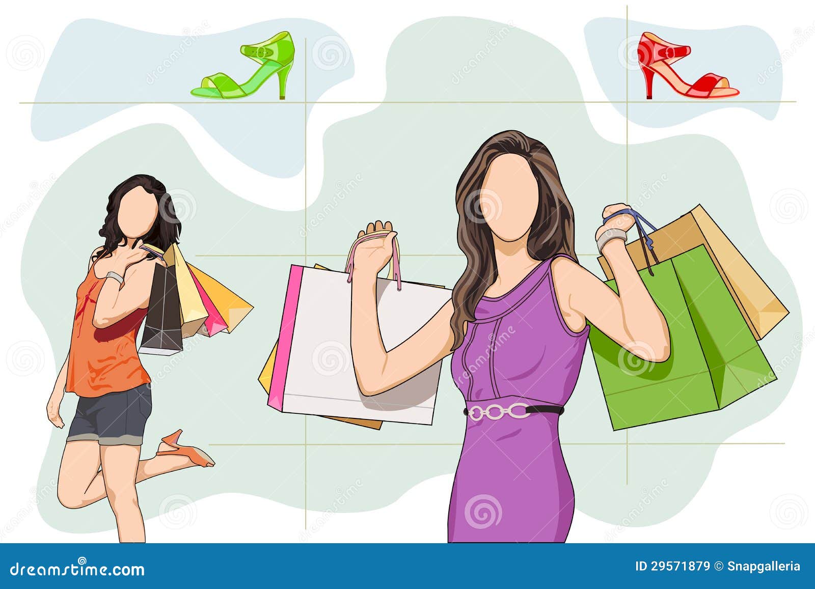 Lady Shopping In Shoe Store Cartoon Vector | CartoonDealer.com #29571879