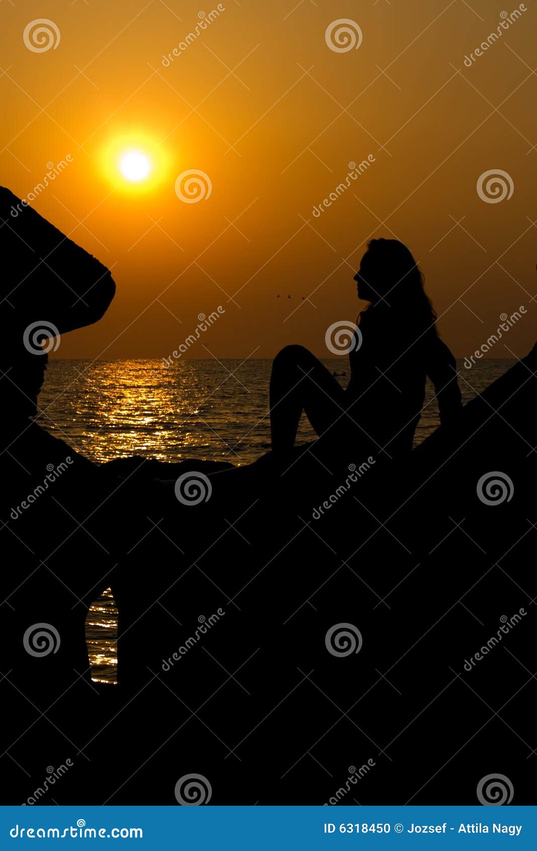 Lady silhouette at sunset stock photo. Image of blue, orange - 6318450
