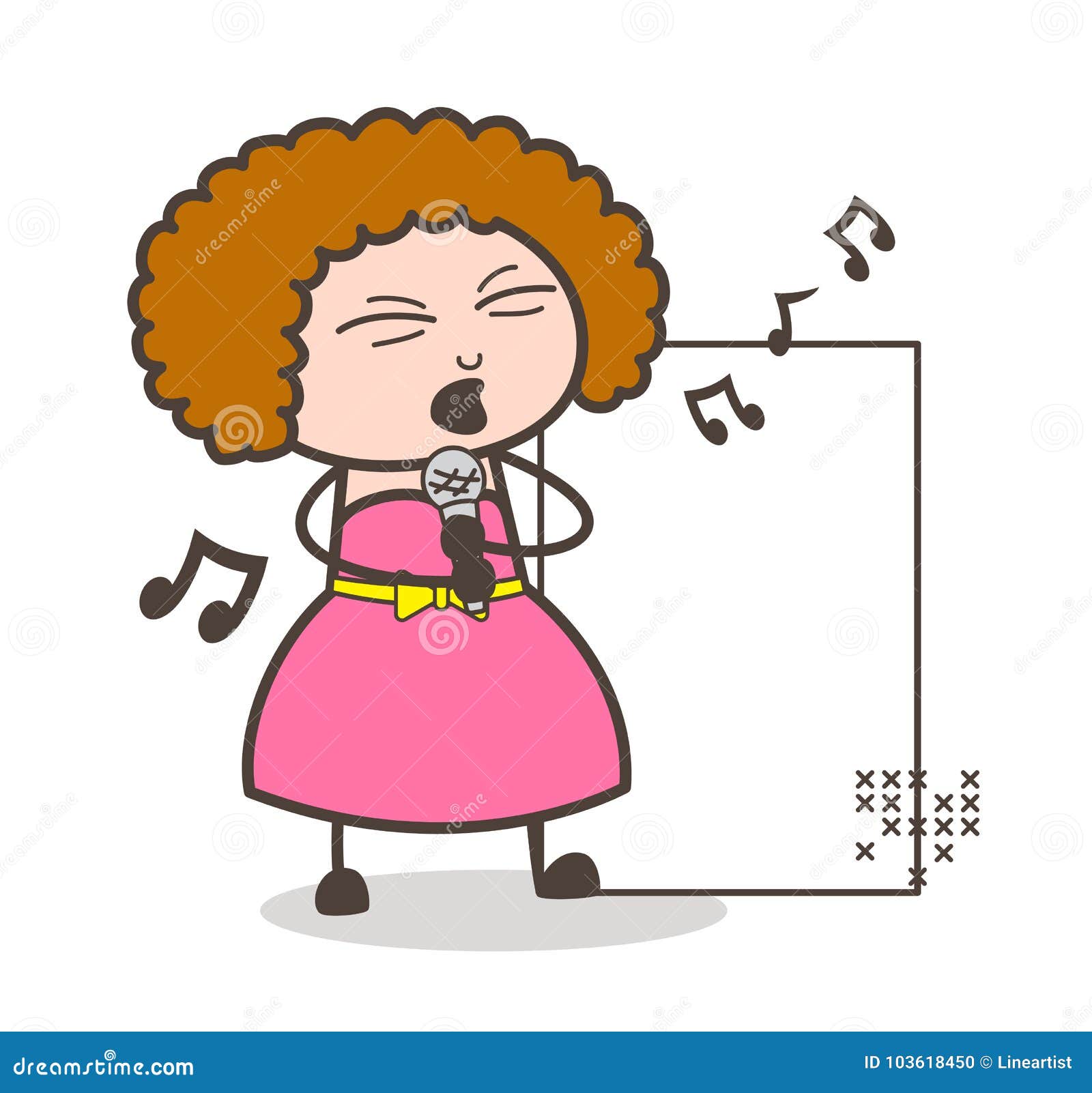 Lady Singer Singing Vector Illustration Stock Illustration ...