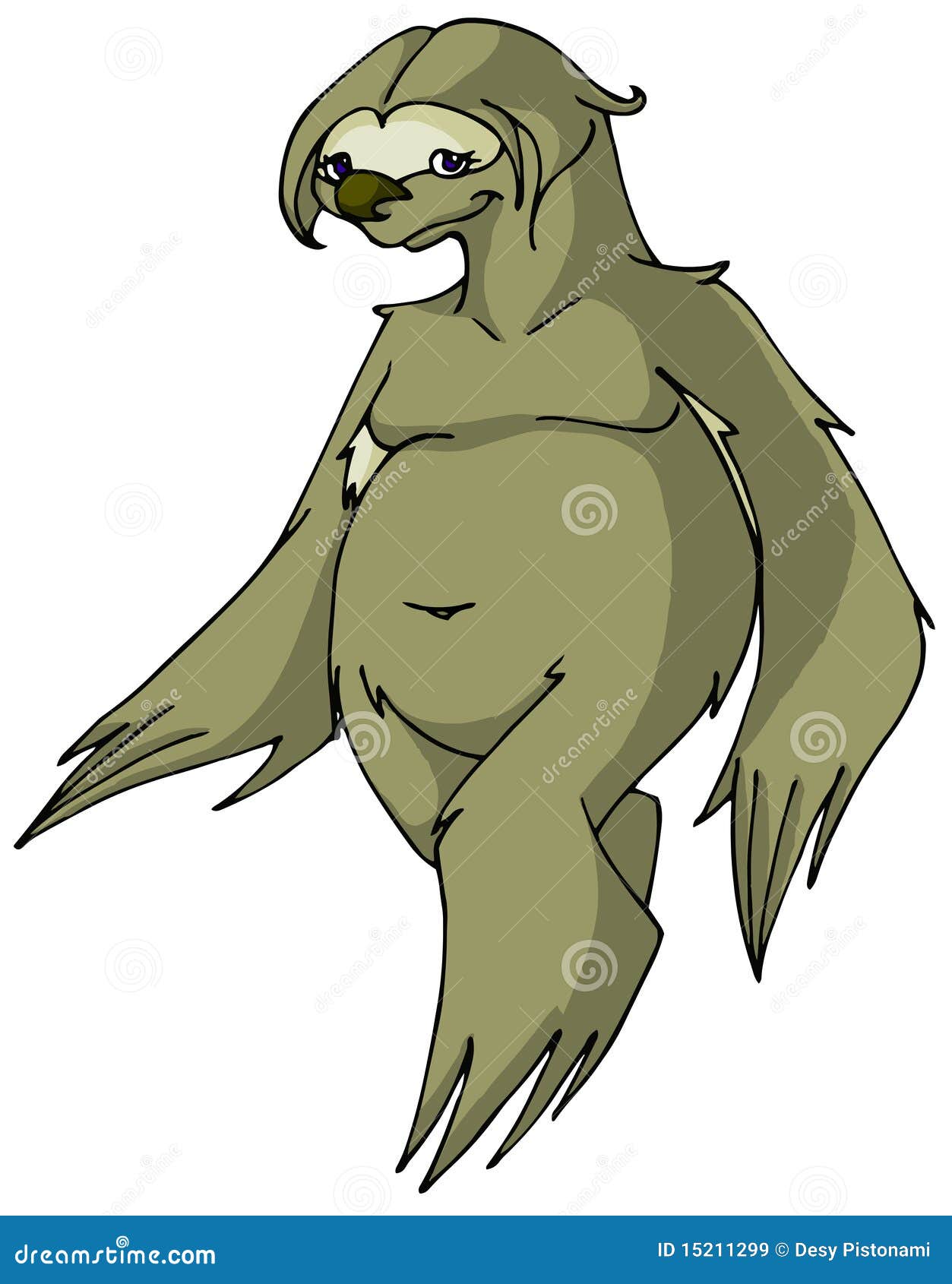 Lady sloth stock vector. Illustration of character, colored - 15211299