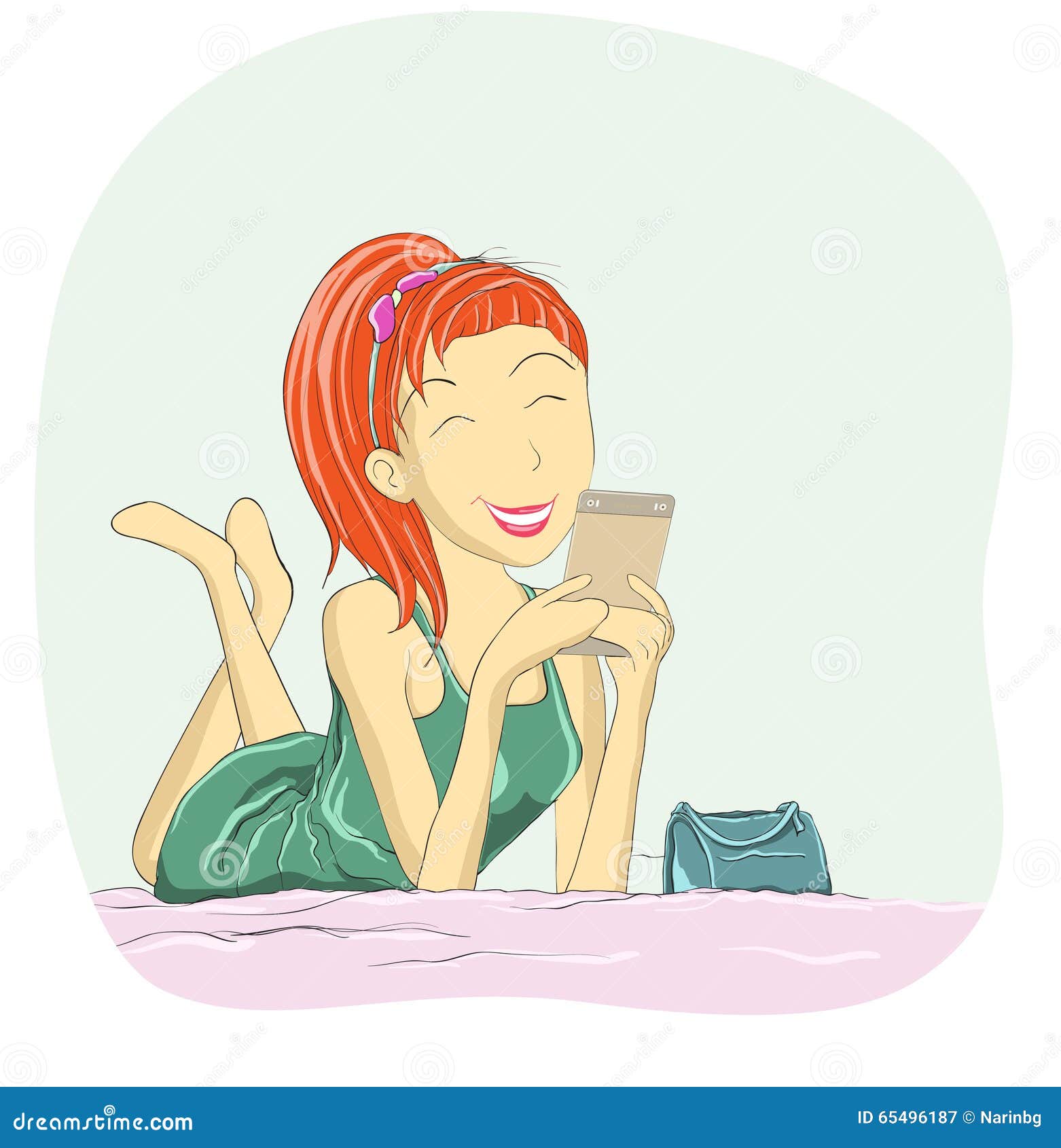 Lady and smartphone stock vector. Illustration of drawing - 65496187