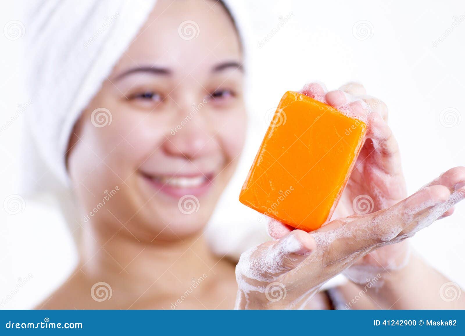 Lady with Soap Bar stock photo. Image of grooming, toiletries - 41242900
