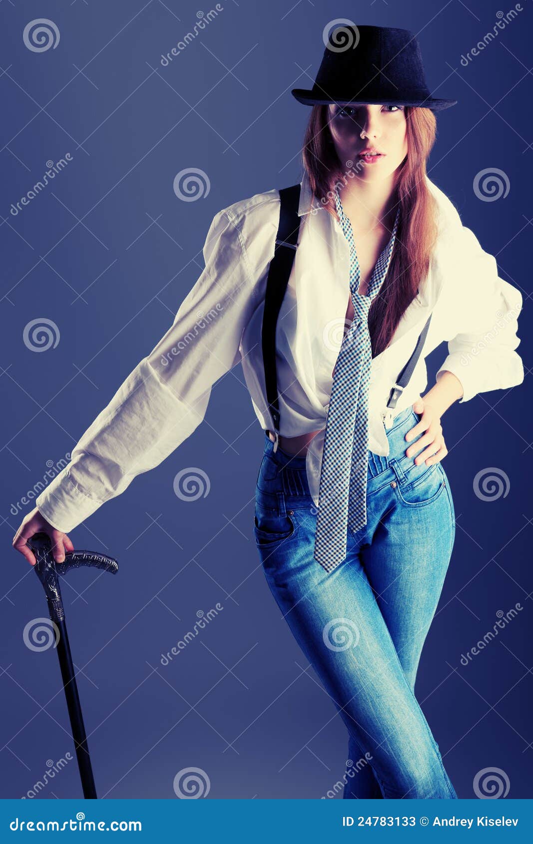 Lady with stick stock image. Image of beautiful, hair - 24783133