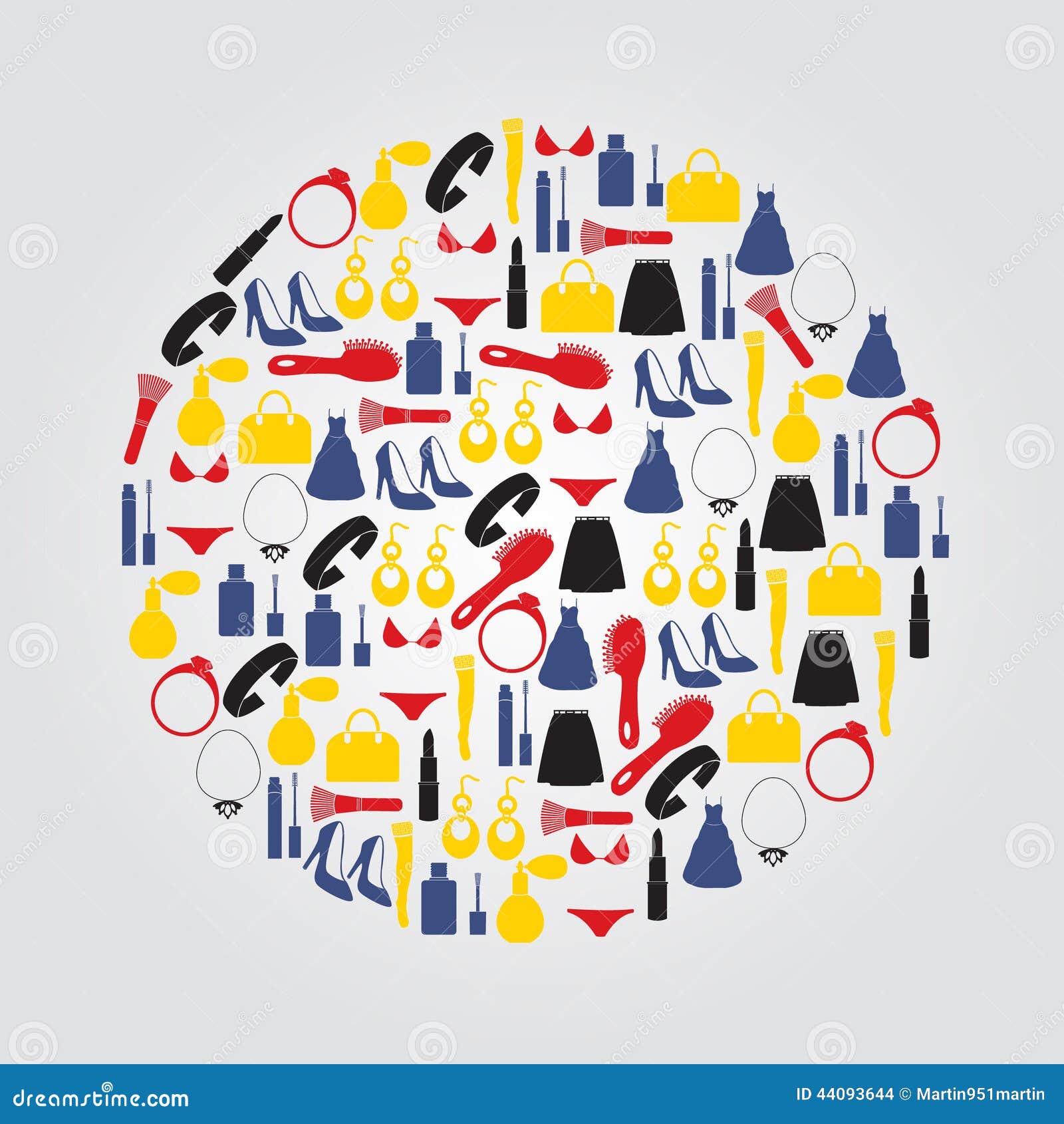 Lady Stuff Needs Color Icons Set in Circle Stock Vector - Illustration ...