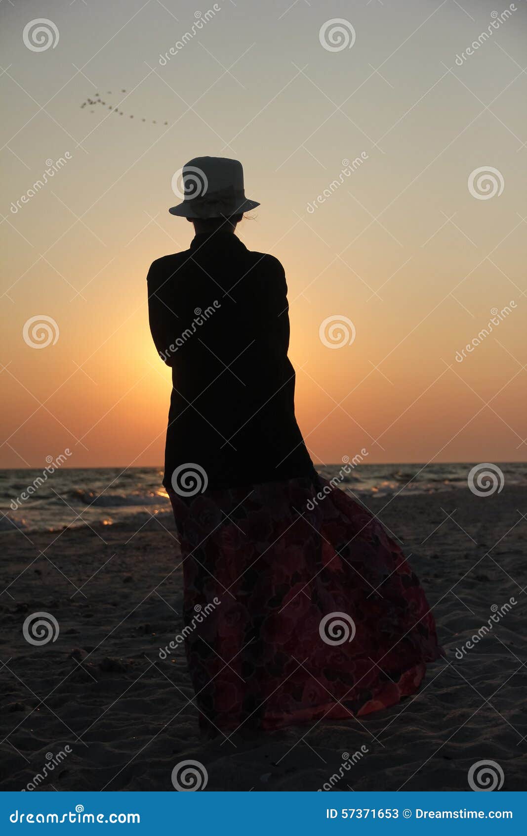Lady on sunset stock image. Image of silhouette, foreland - 57371653