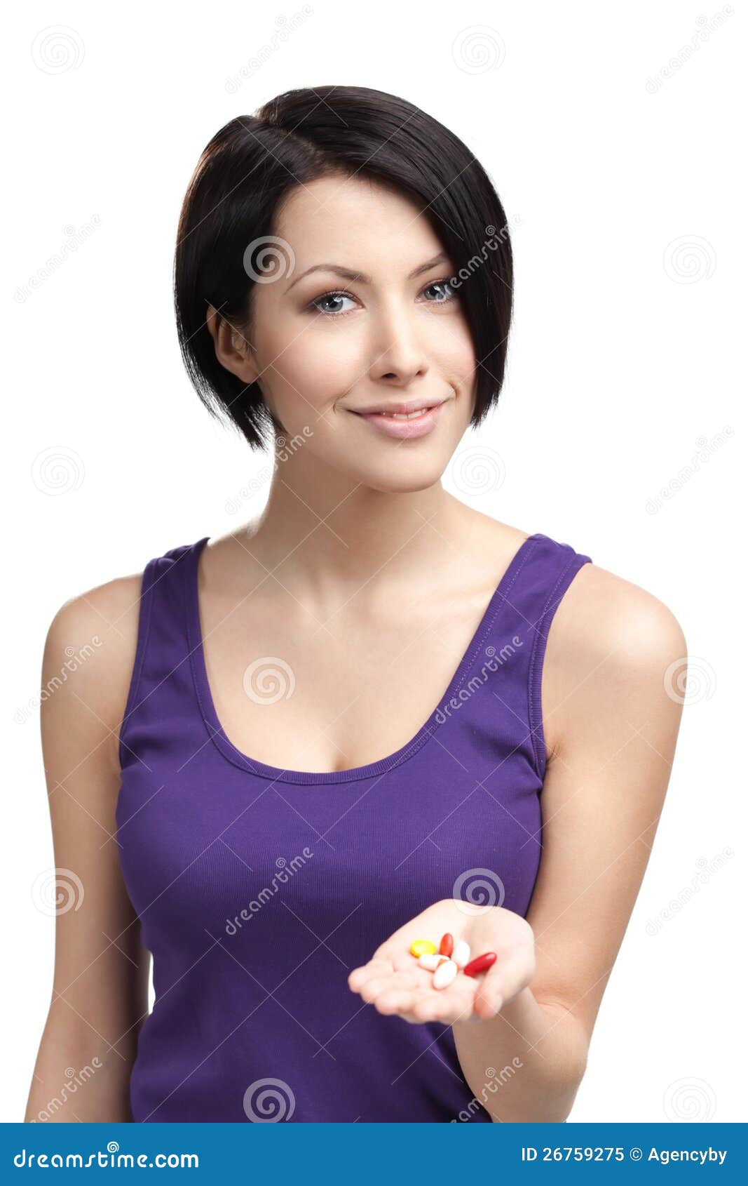 Lady takes tablets stock image. Image of cold, cute, heap - 26759275