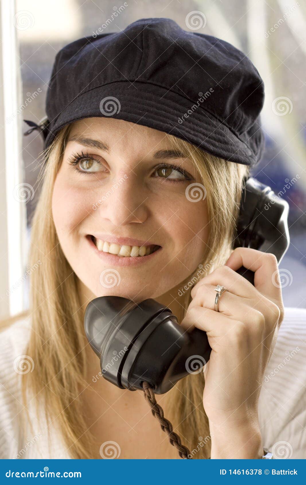 Lady Talking on Old Telephone Stock Photo - Image of call ...