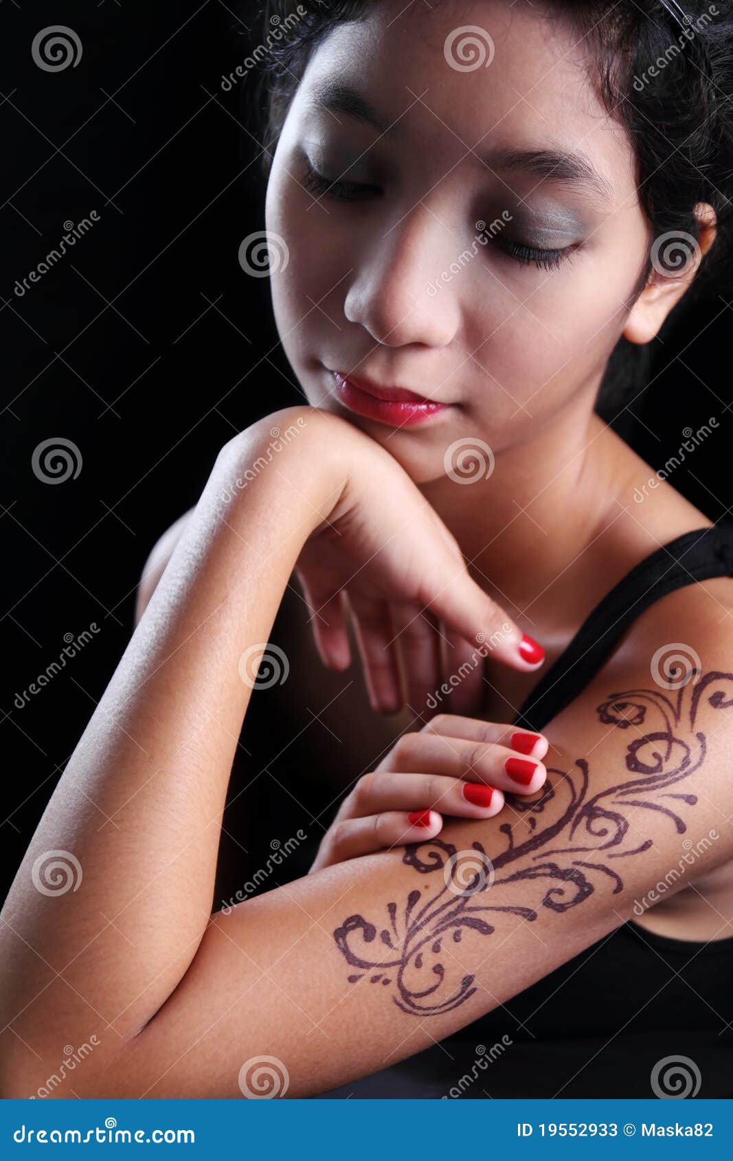 Lady with Tattoo stock image. Image of fashion, finger - 19552933