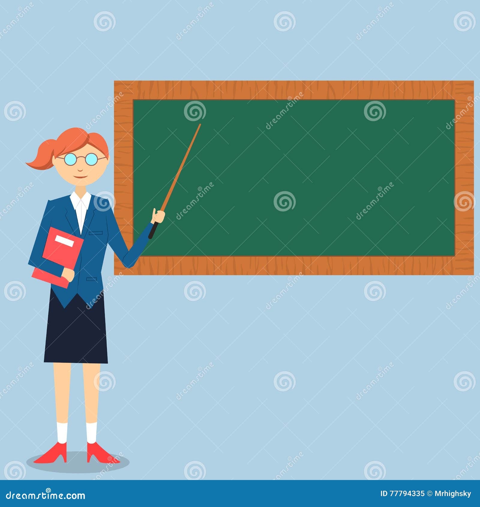 Lady Teacher Teaching on Green Board Stock Vector - Illustration of ...