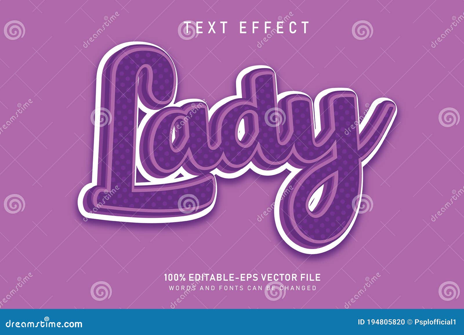 Lady Text Effect Design Vector Stock Vector - Illustration of ...