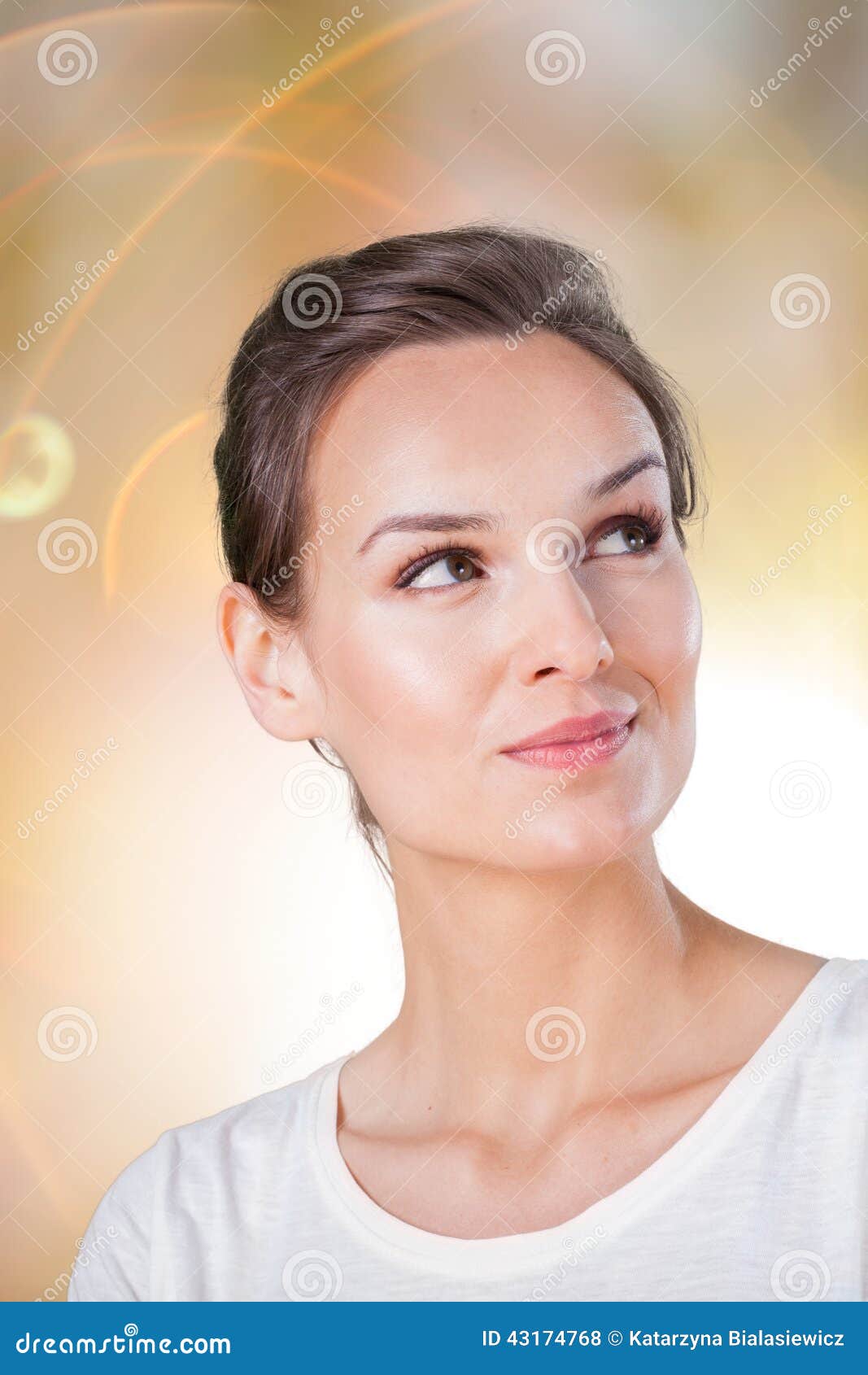 Lady Thinking about Something Pleasant Stock Photo - Image of essential ...