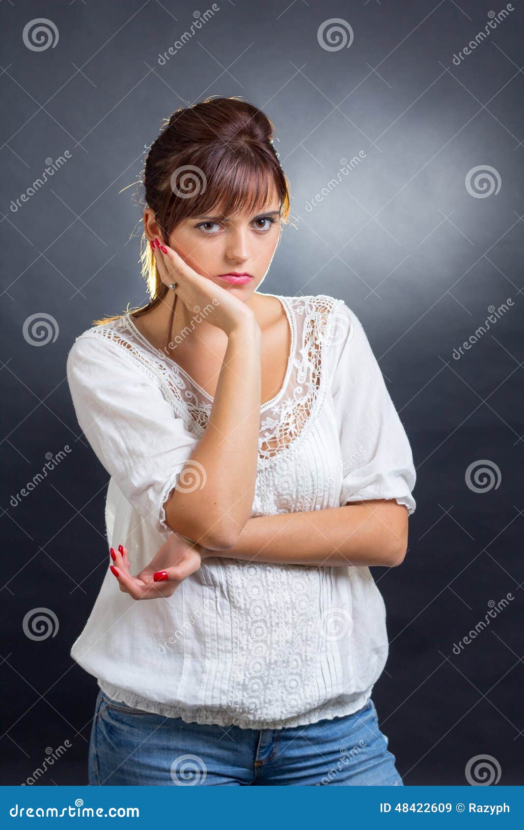 Lady thinking stock image. Image of face, person, lady - 48422609