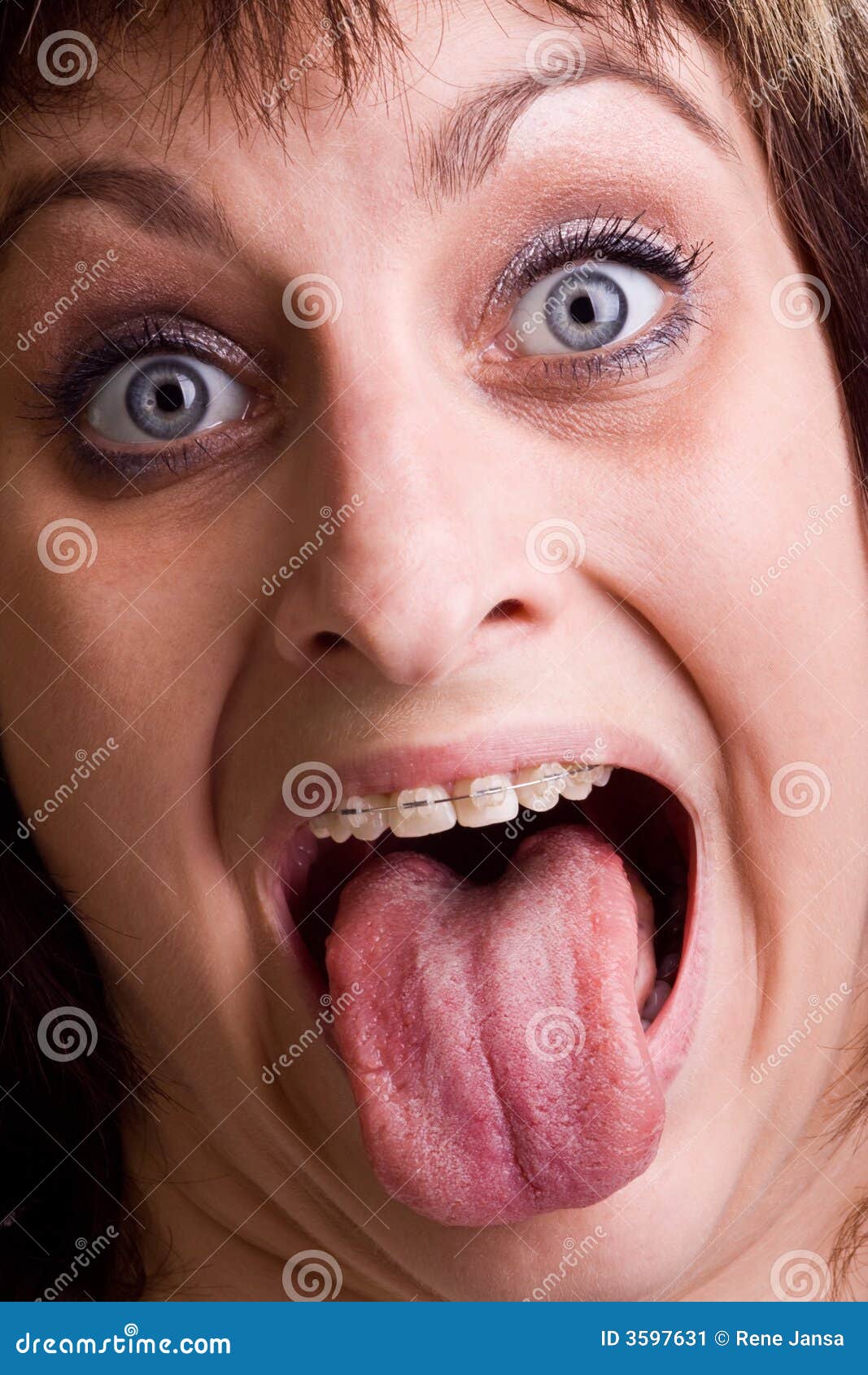 Lady with tongue out stock image. Image of pulling, face - 3597631