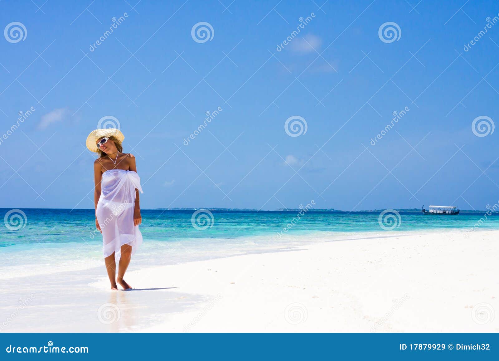 Lady on a tropical beach stock image. Image of caribbean - 17879929