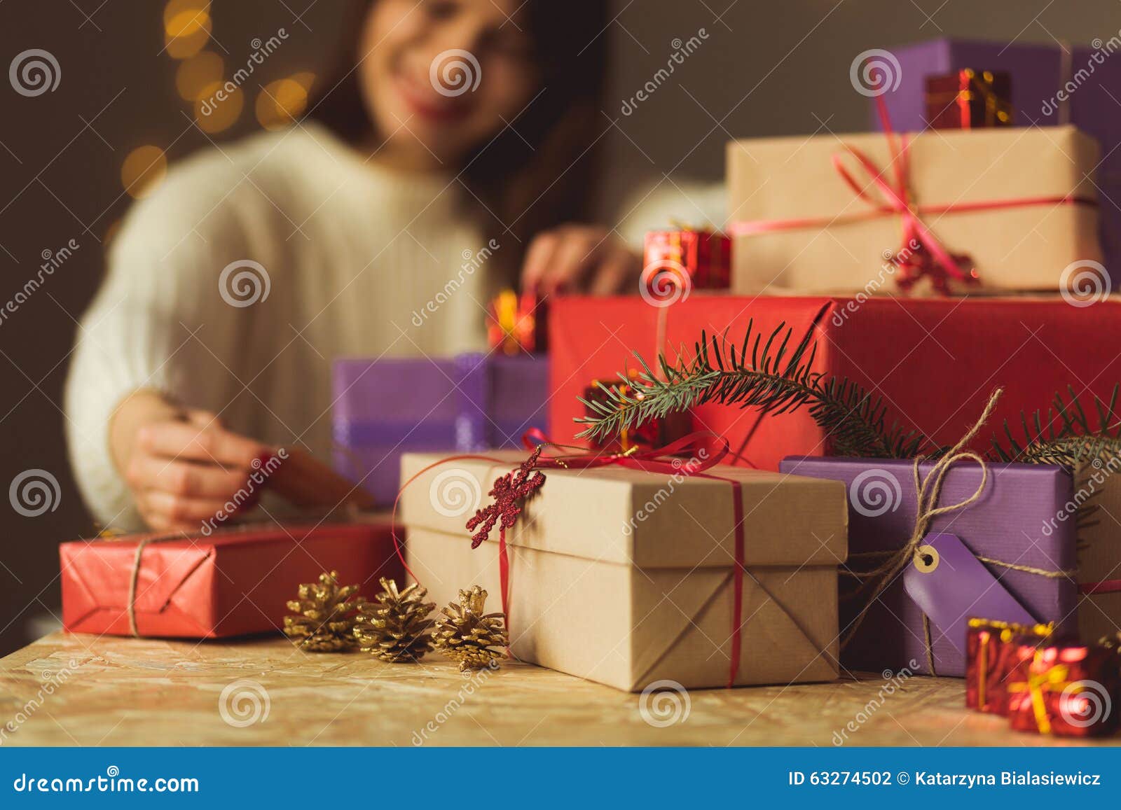 Lady Unpacking Christmas Present Stock Photo - Image of creative, lady ...