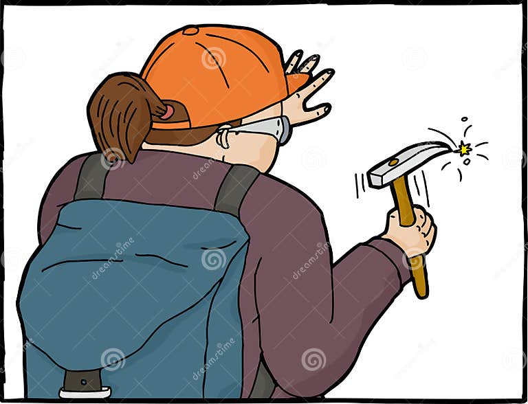 Lady Using a Chisel stock illustration. Illustration of european - 49851002