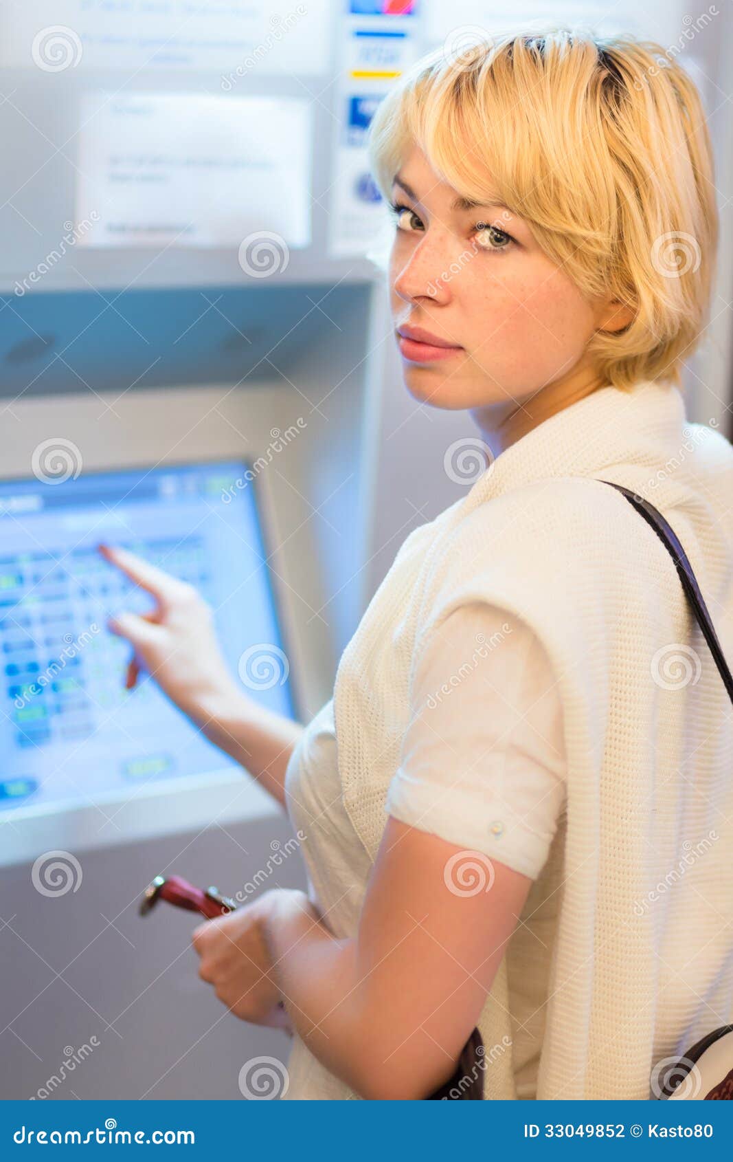 Lady Using Ticket Vending Machine. Stock Photo - Image of modern ...