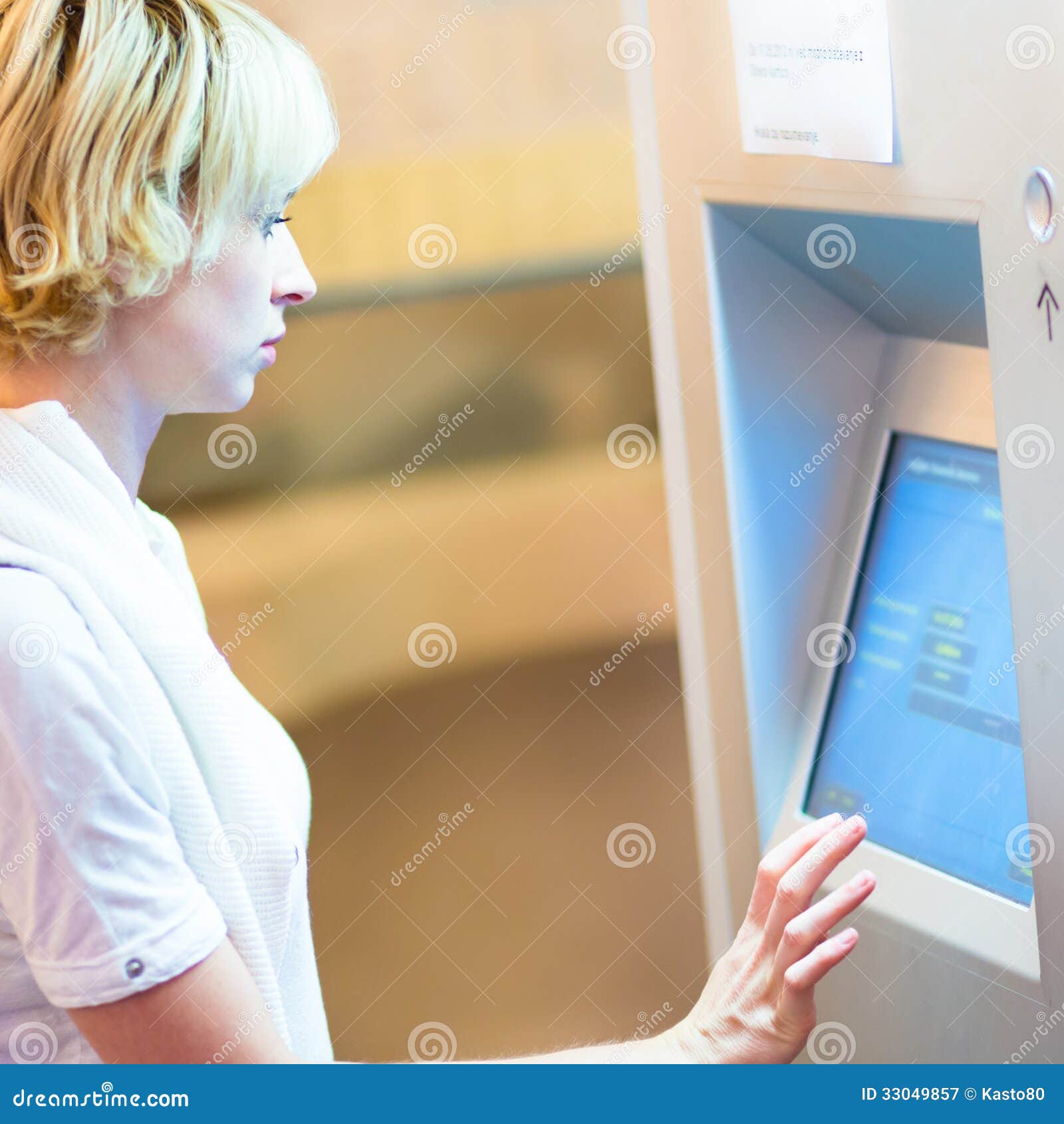 Lady Using Ticket Vending Machine. Stock Image - Image of girl ...