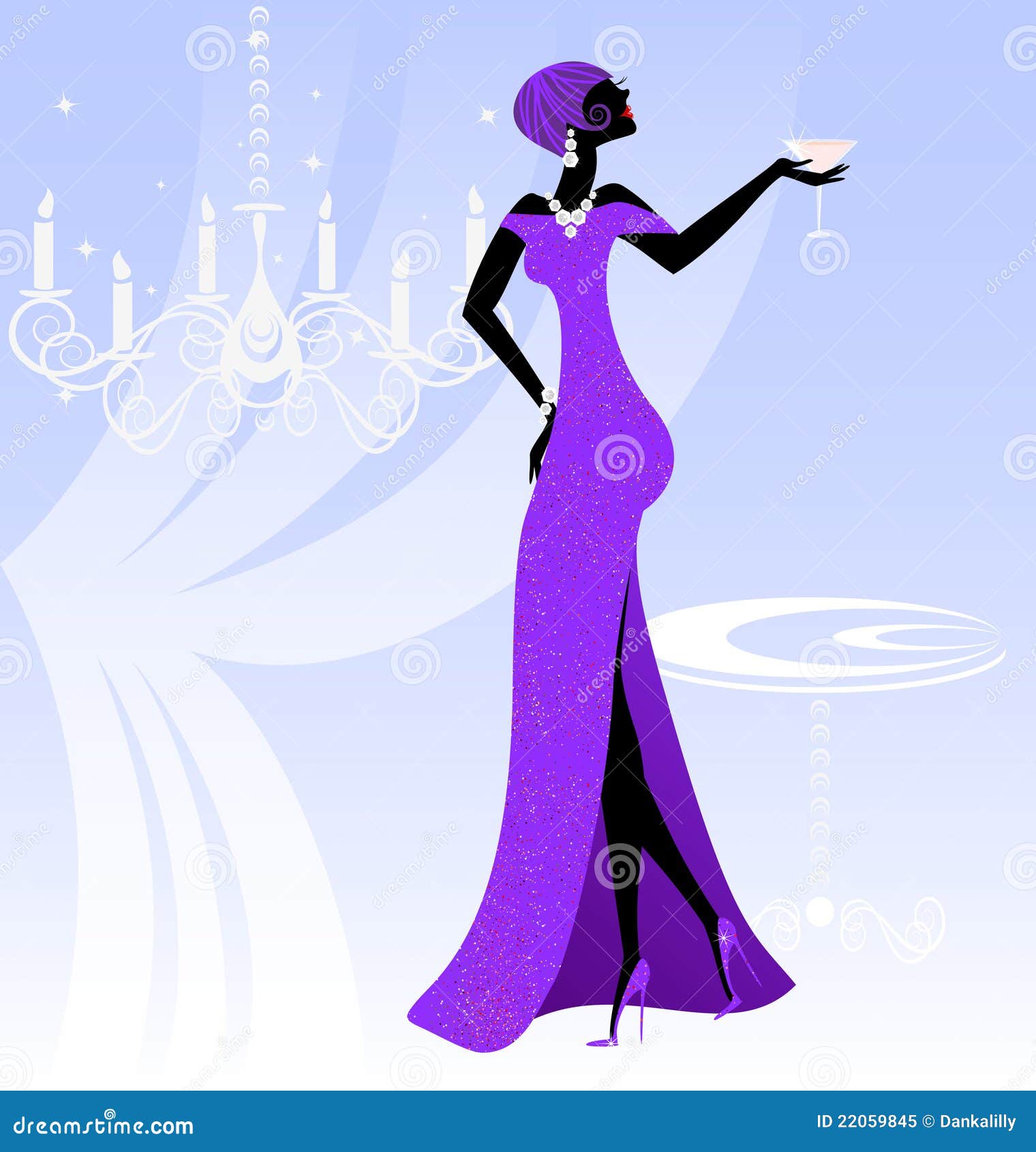 Lady in violet stock vector. Illustration of beauty, elegance - 22059845