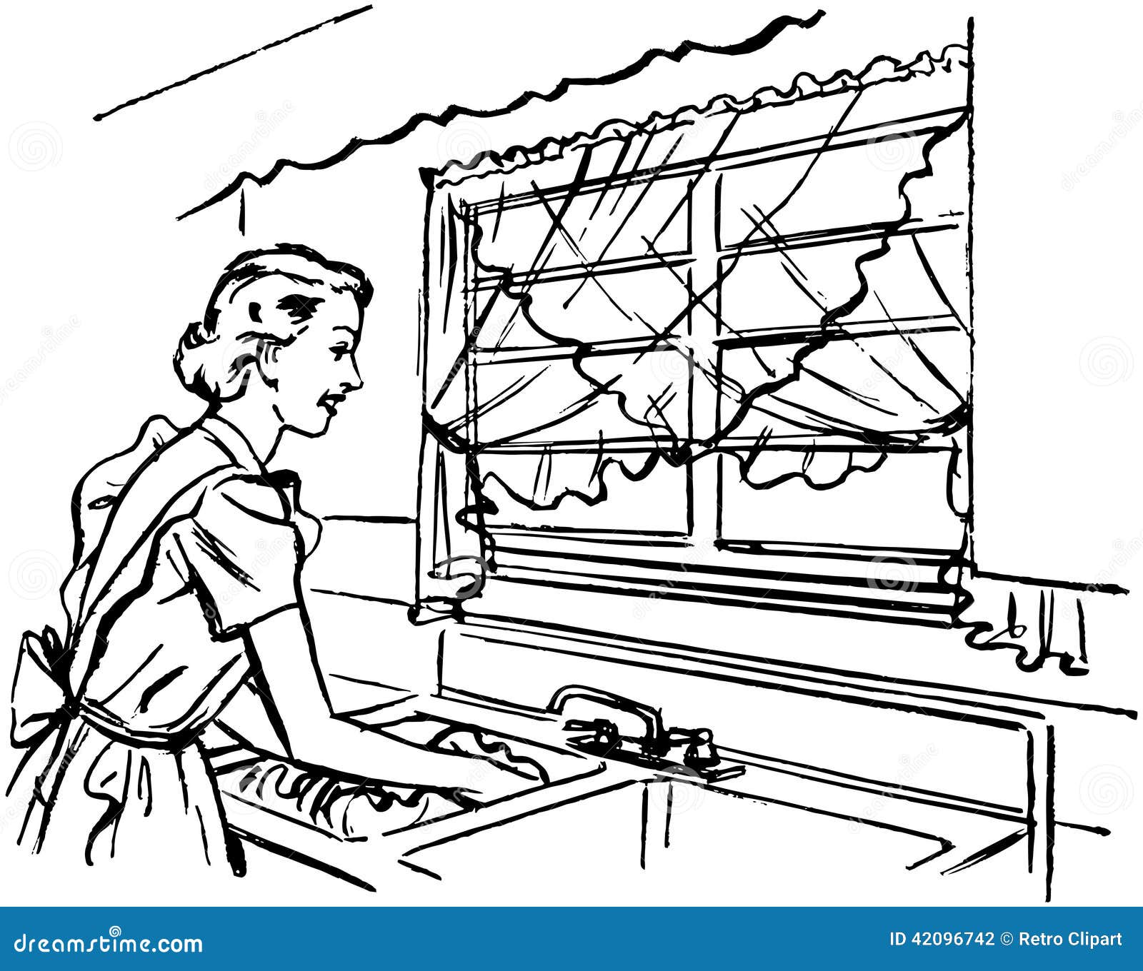 Lady Washing Dishes Vector Illustration | CartoonDealer.com #42096742