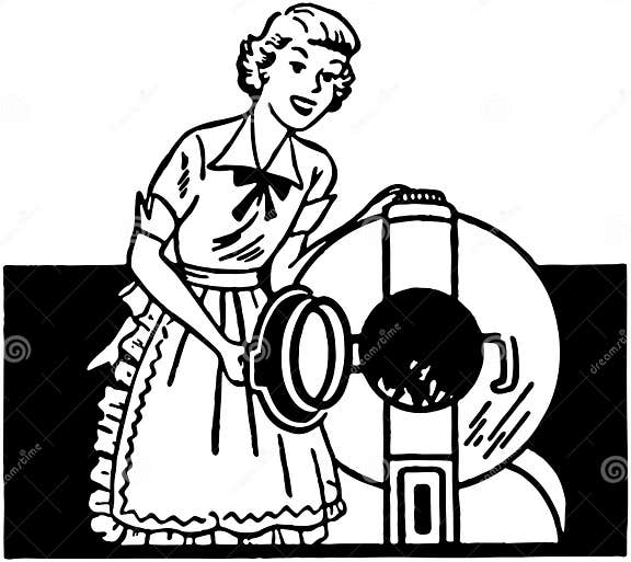 Lady with Washing Machine stock vector. Illustration of laundry - 42096691