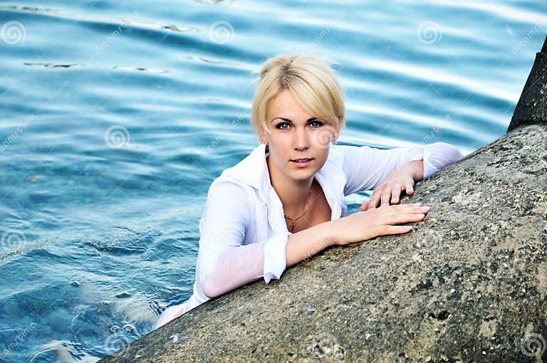 Lady in water stock image. Image of scene, outdoors, smiling - 12213285