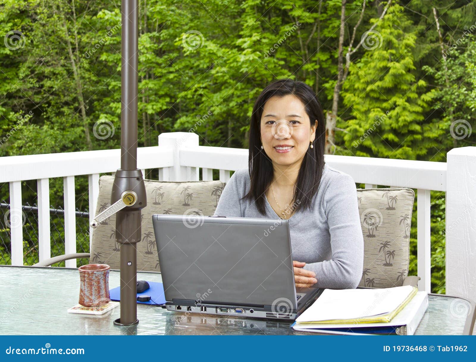 Lady Working at Home on Outdoor Patio Stock Photo - Image of home ...