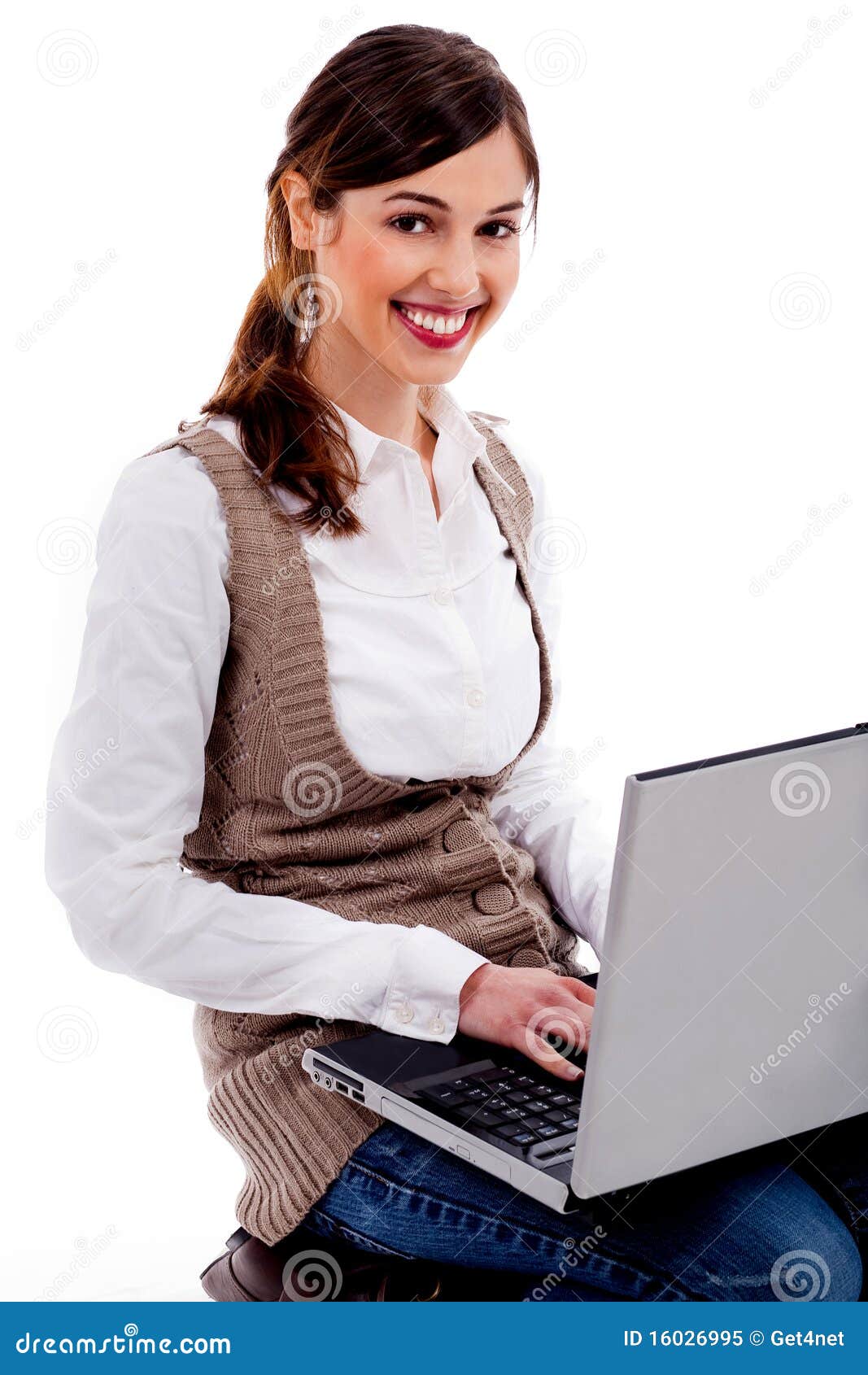 Lady working on laptop stock image. Image of online, background - 16026995