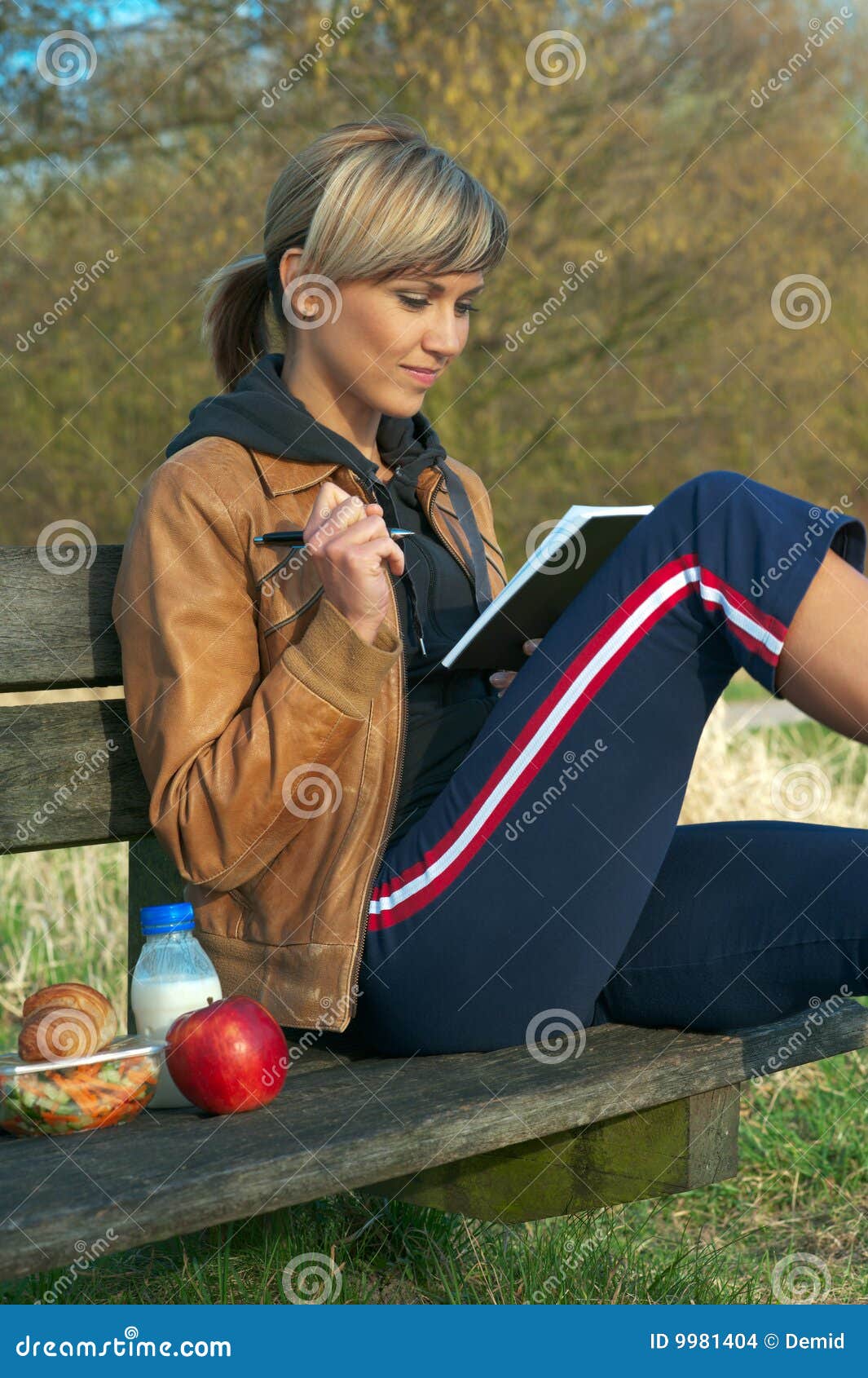 Lady Writing Outdoors stock photo. Image of learn, face - 9981404