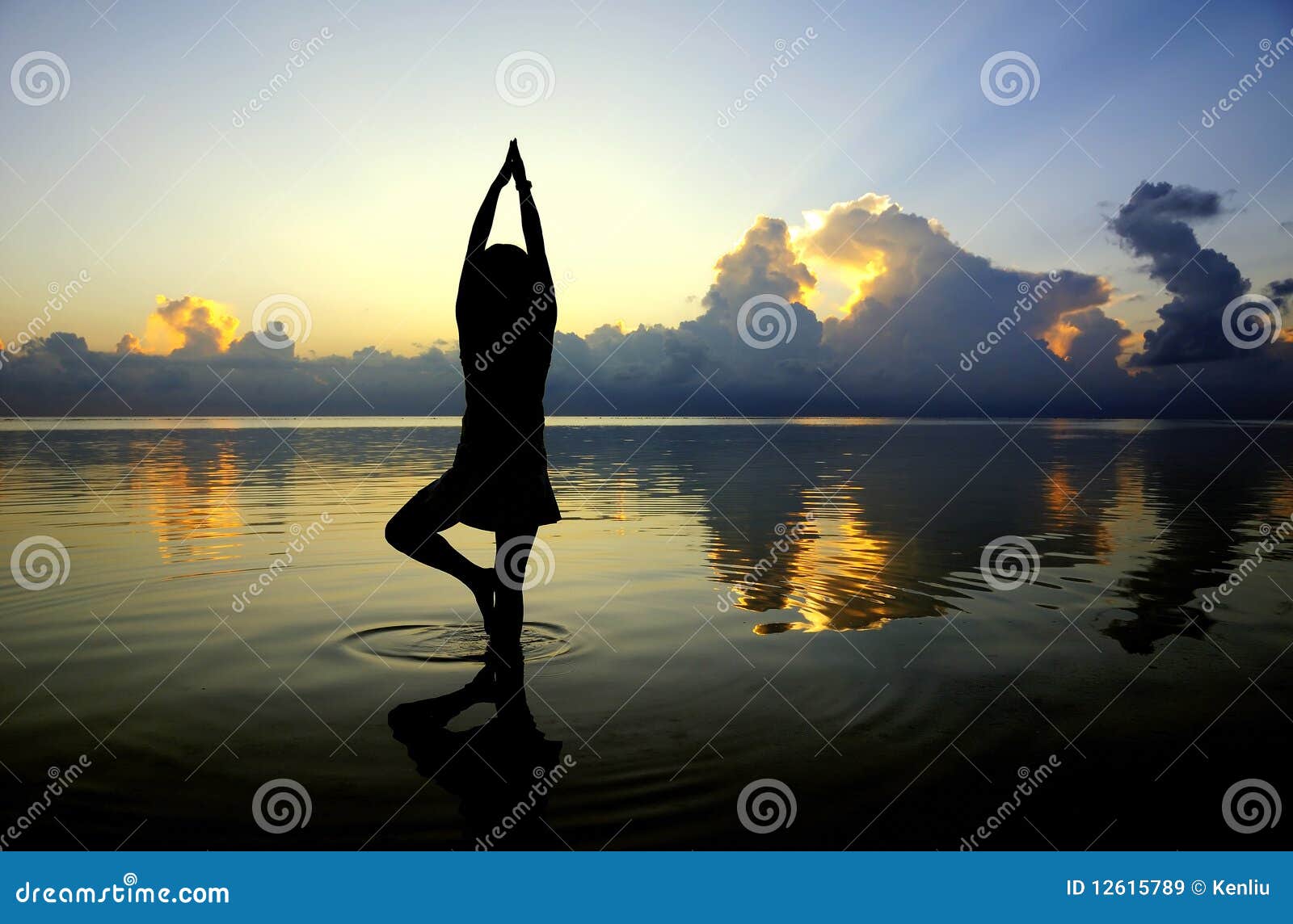 Lady Yoga Figure with Sunset Scene Stock Image - Image of dance ...