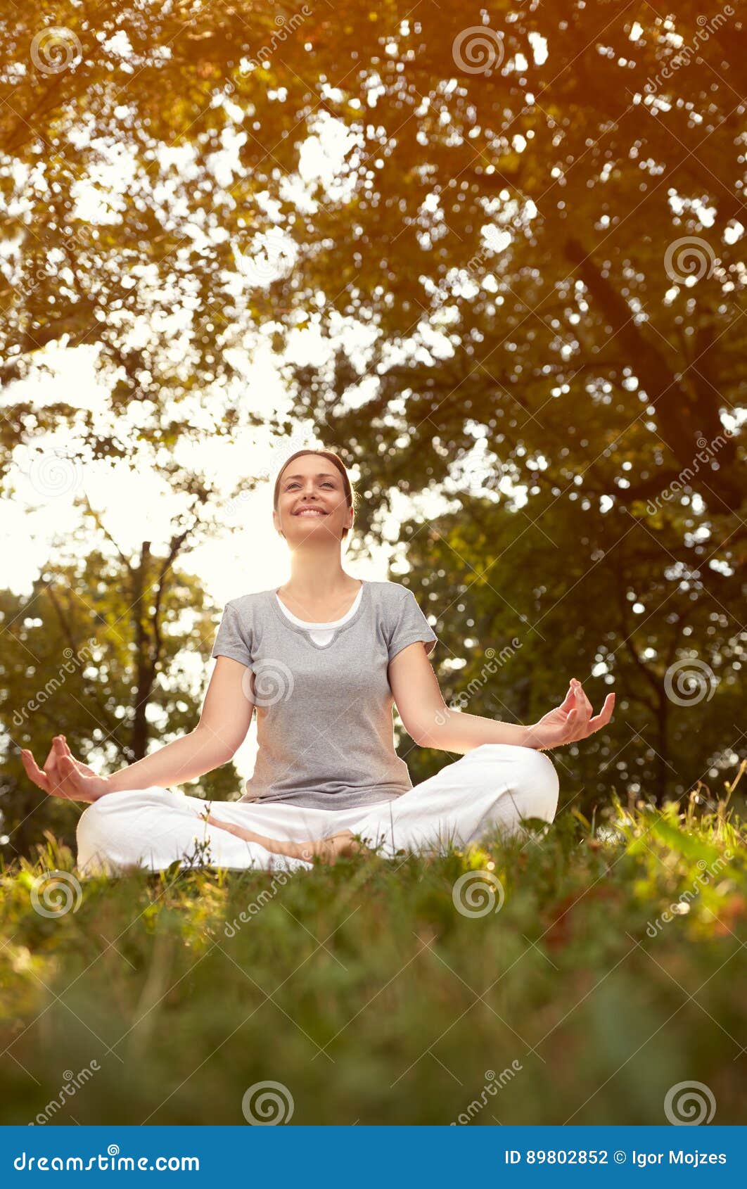 Lady in Yoga Pose in Green Nature Stock Photo - Image of beauty, female ...
