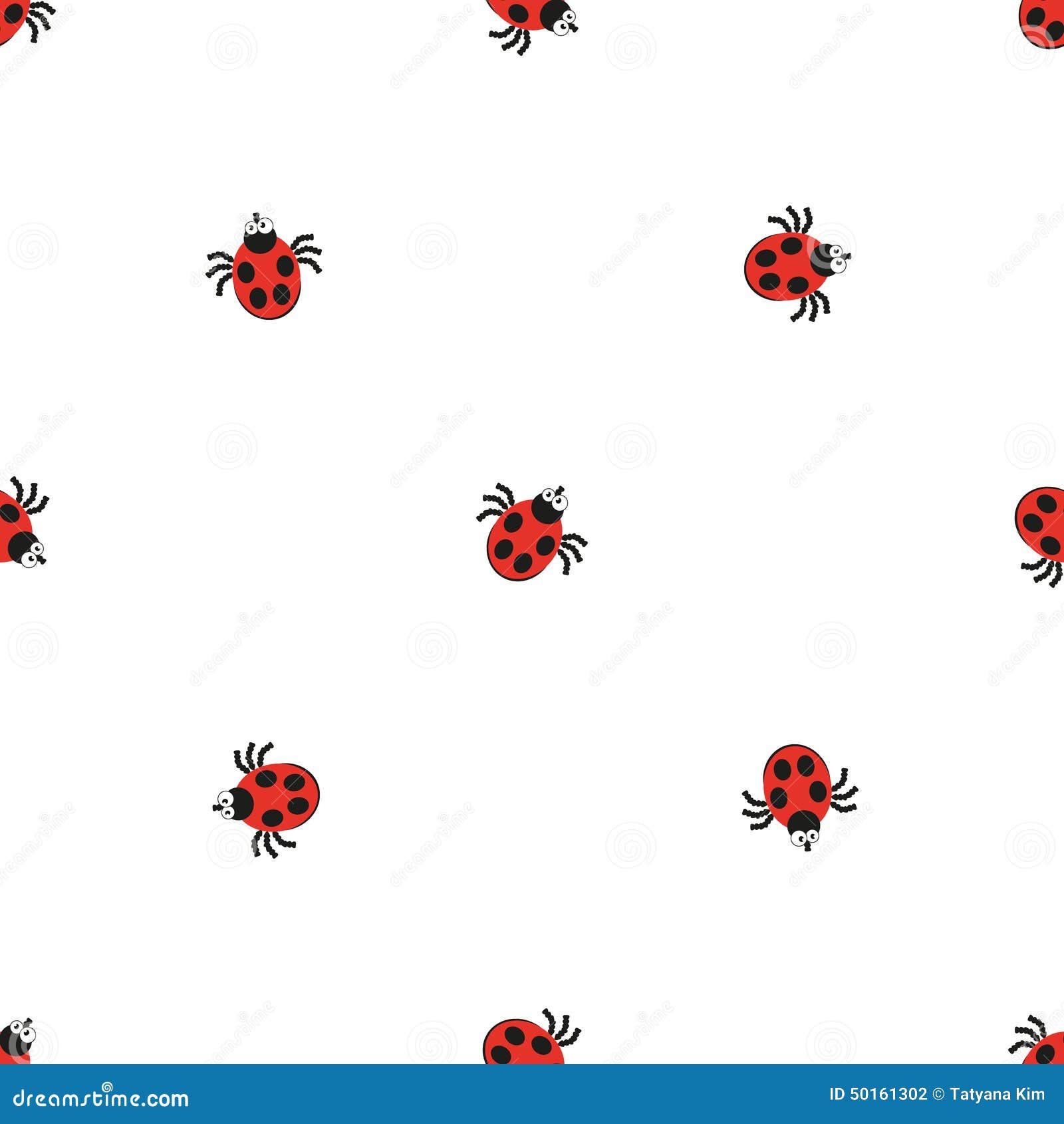 Ladybird Bug Flat Style Pattern. Nature Insect Seamless Texture ...