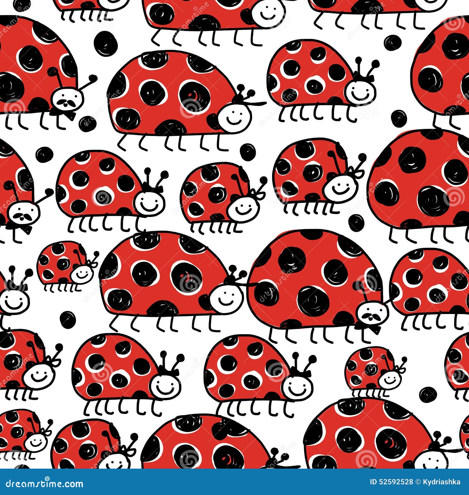 Ladybird Family, Seamless Pattern for Your Design Stock Vector ...