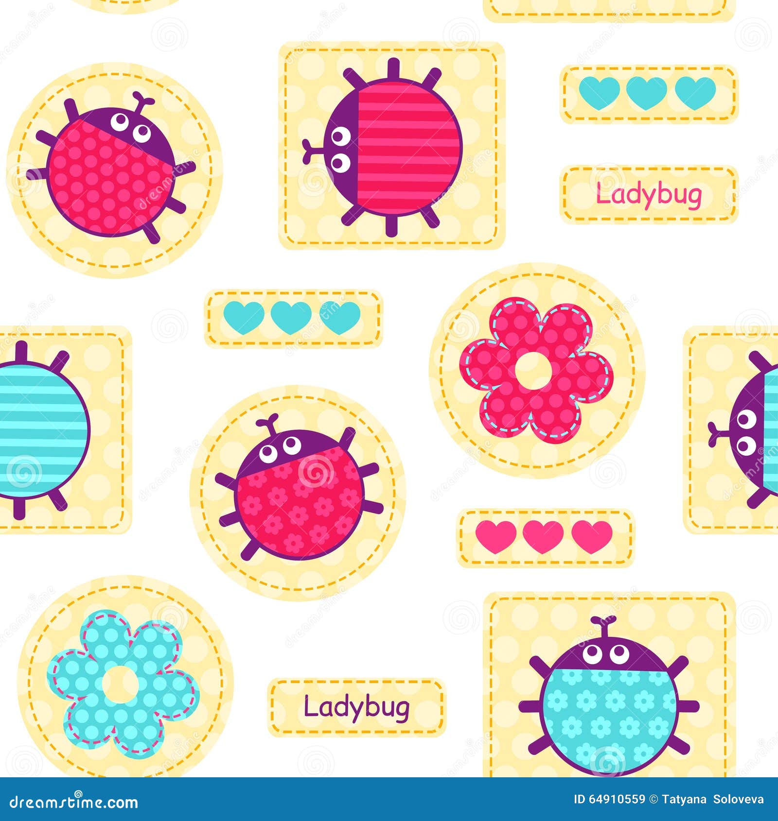 Ladybirds Seamless Vector Pattern Stock Vector - Illustration of beetle ...