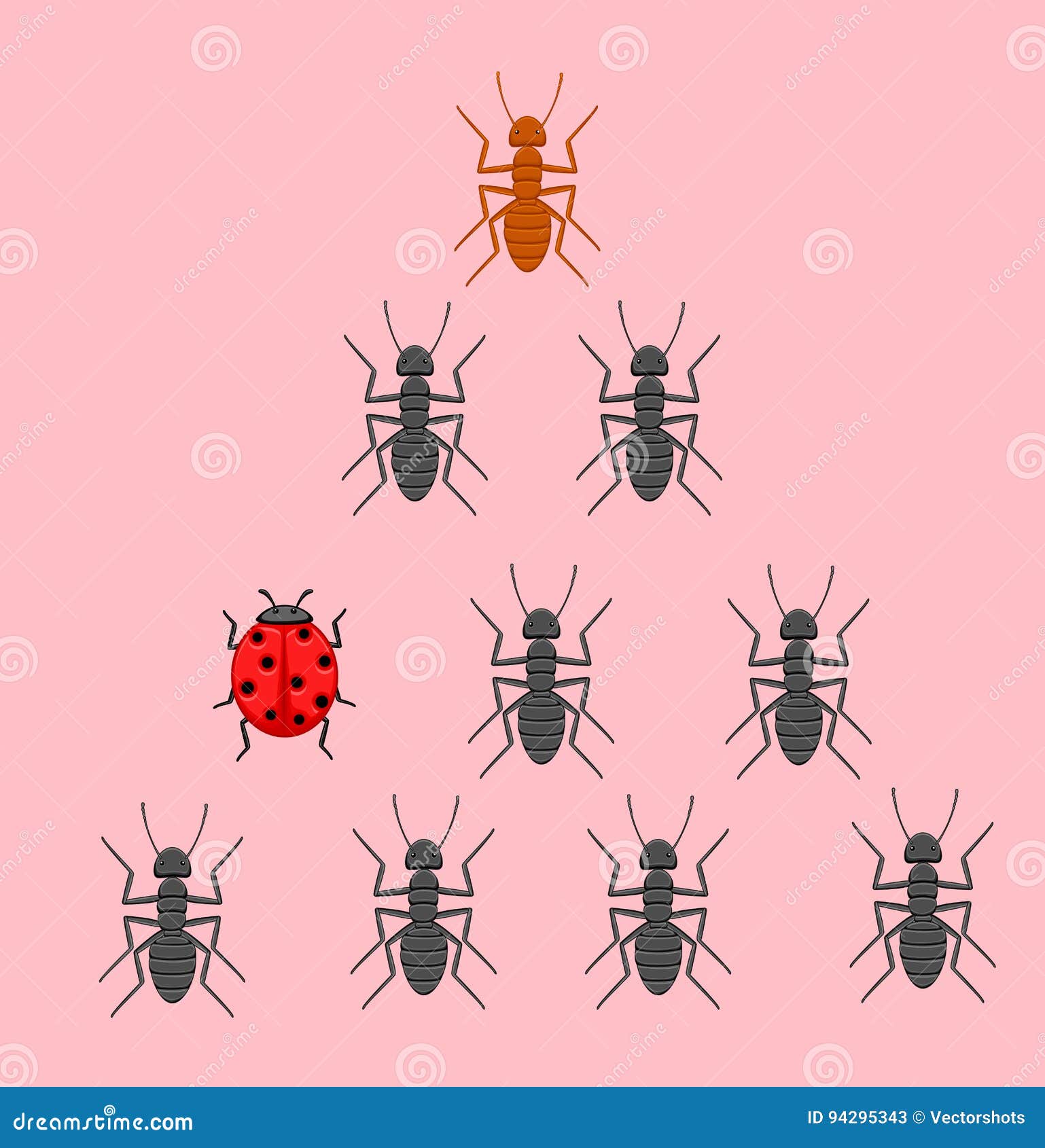 Ladybug in Ants Team stock vector. Illustration of ladybird - 94295343