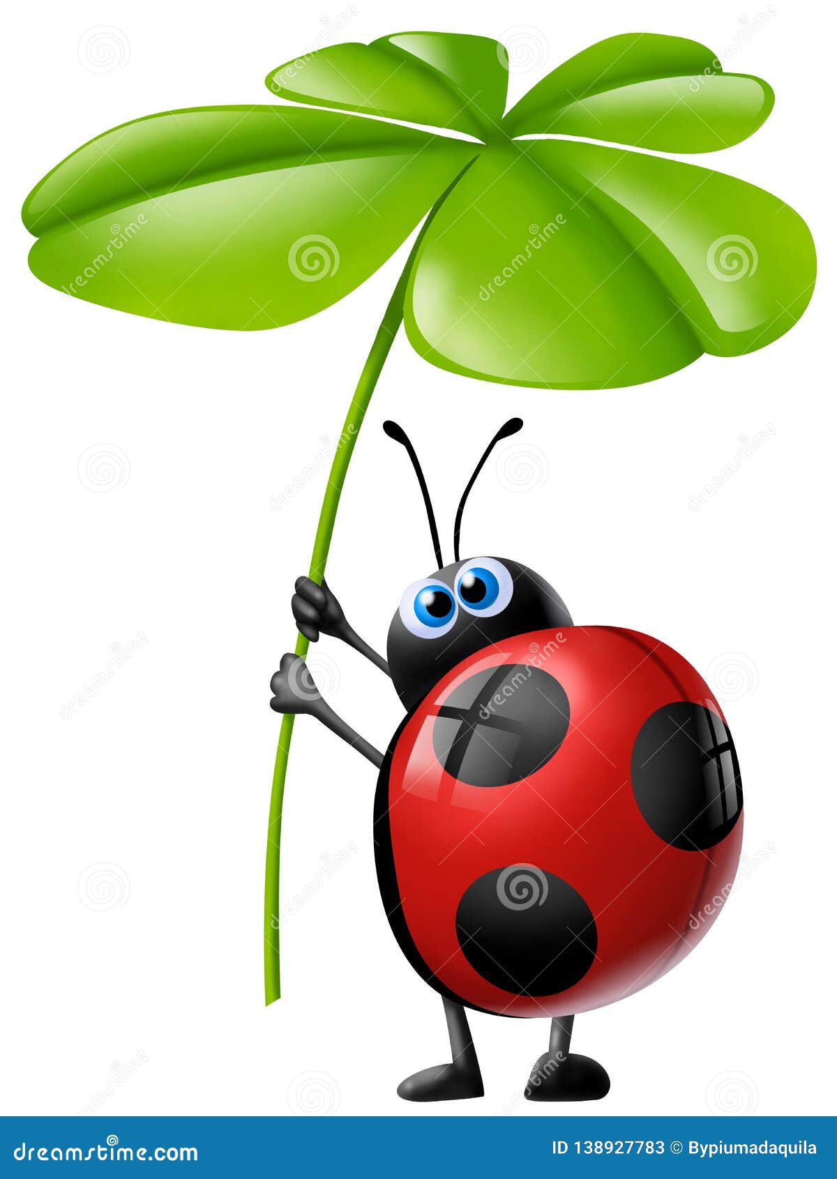 Ladybug with Four-leaf Clover Stock Illustration - Illustration of ...