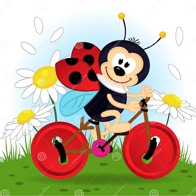 Ladybug on bike stock vector. Illustration of ladybug - 42725375