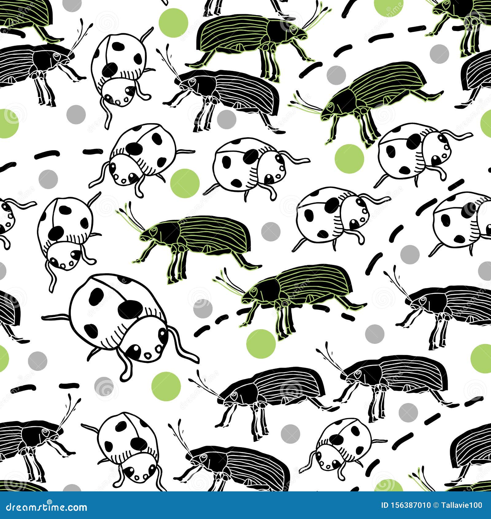 Ladybug and Bugs-Garden Life Seamless Repeat Pattern Stock Vector ...